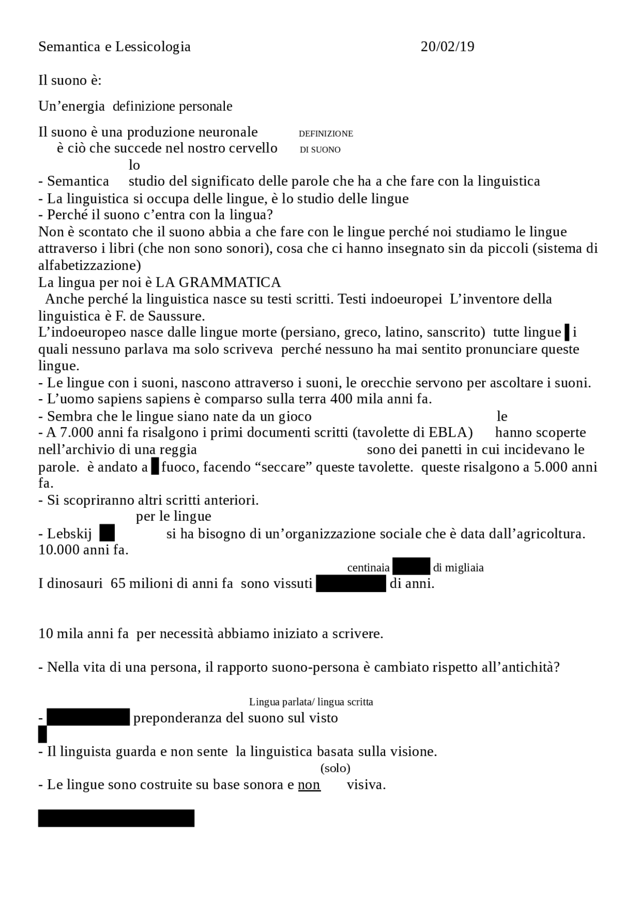 Semantica E Lessicologia Docsity