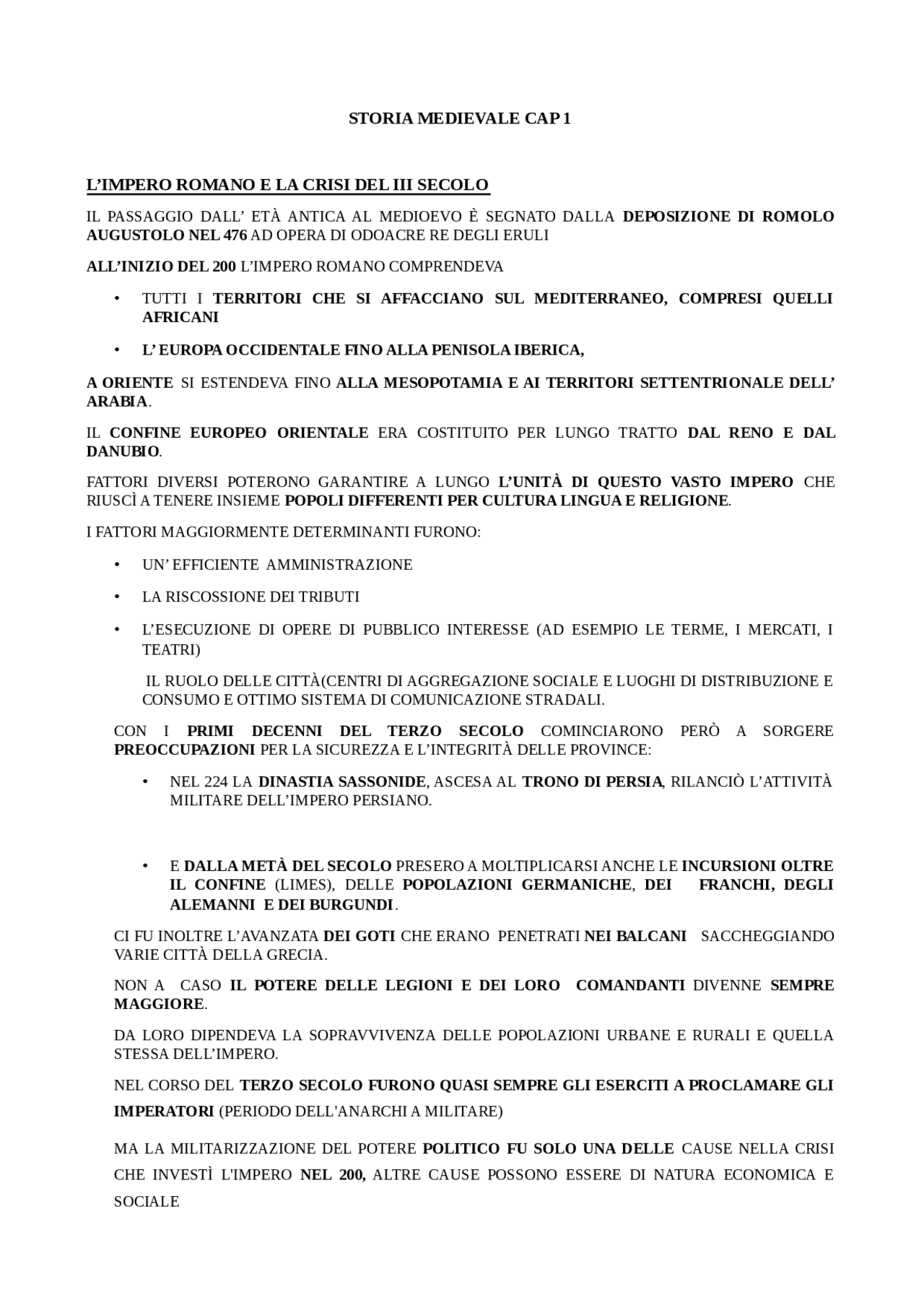 Storia Medievale Cap1 Docsity