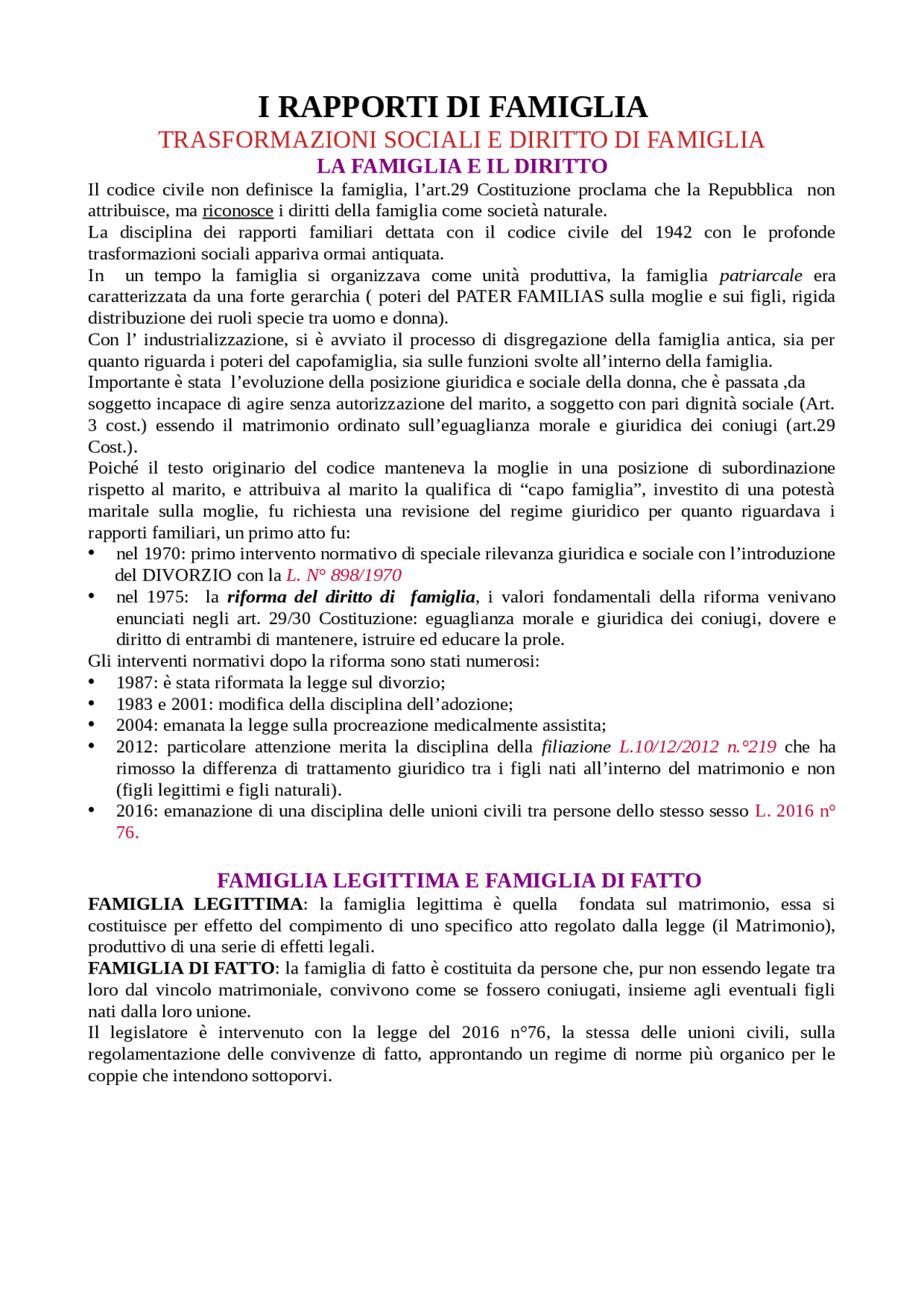 I Rapporti Di Famiglia Docsity