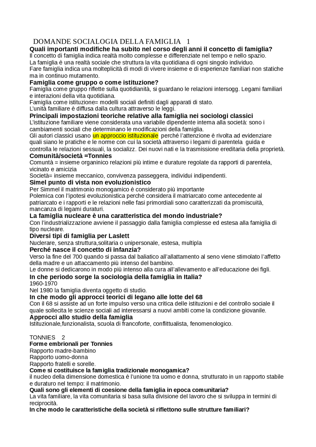 Domande Sulla Sociologia Docsity