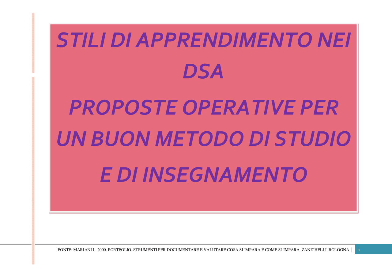 Stili Di Apprendimento Dsa Appunti Di Pedagogia Docsity