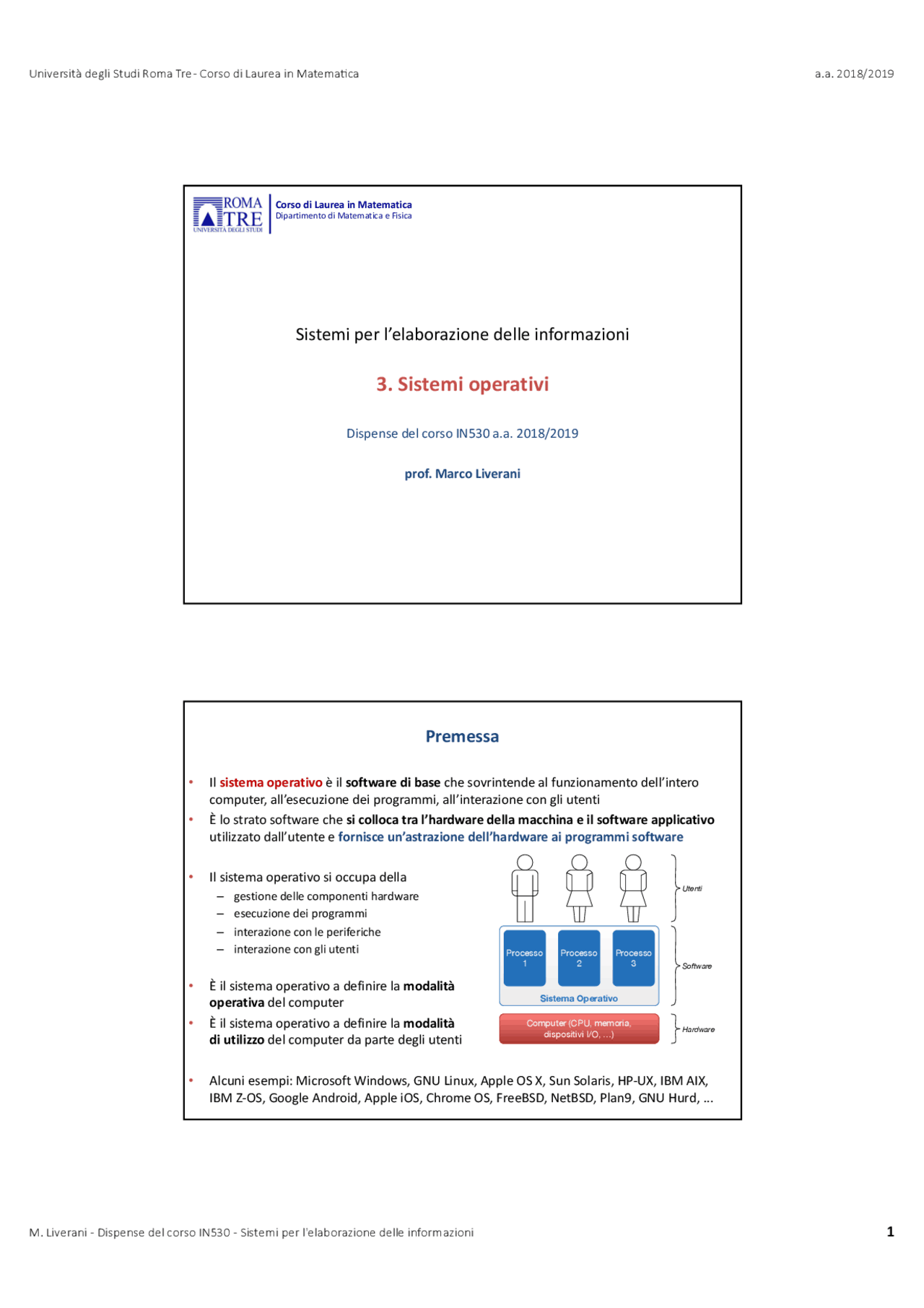 Introduzione Ai Sistemi Opertativi Docsity
