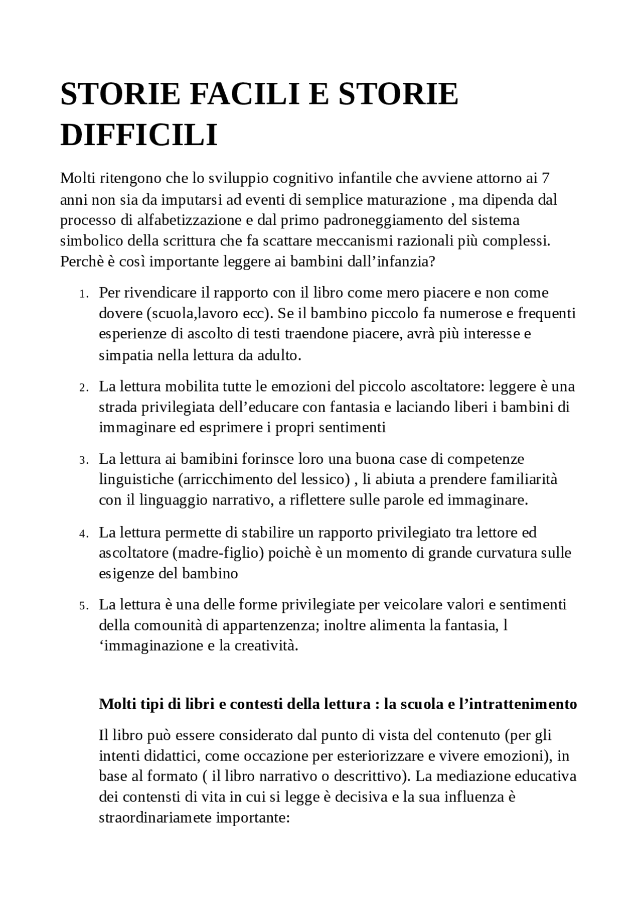 Storie Facili E Storie Difficili Docsity