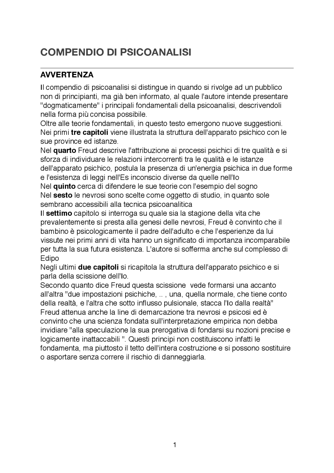 Compendio Di Psicoanalisi Docsity