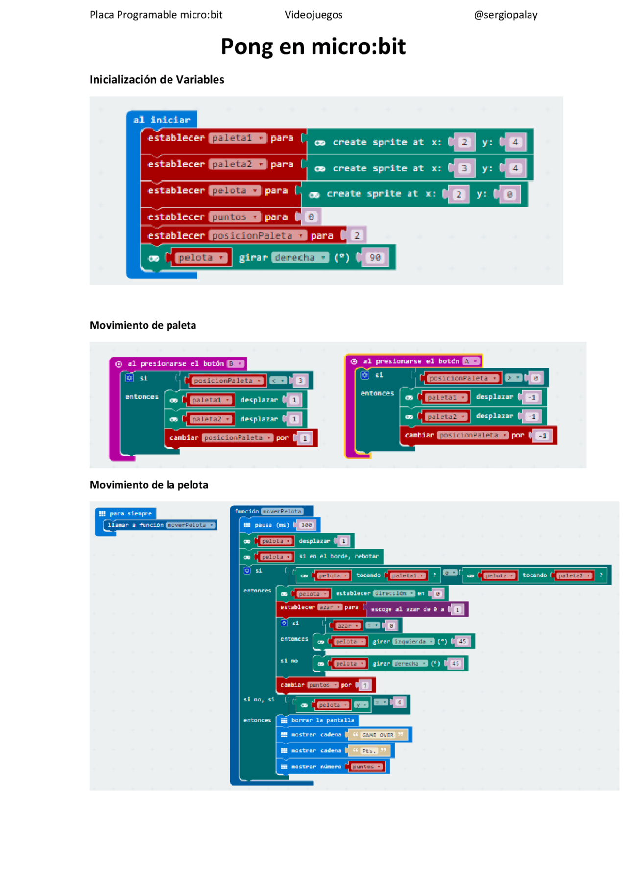 Pong en Micro-Bit actividad para clases - Docsity