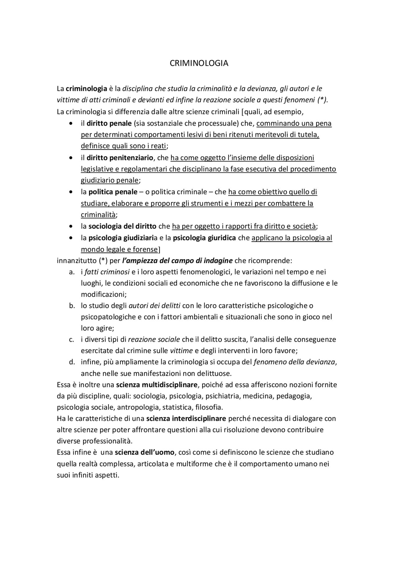 Riassunto Compendio Di Criminologia Docsity