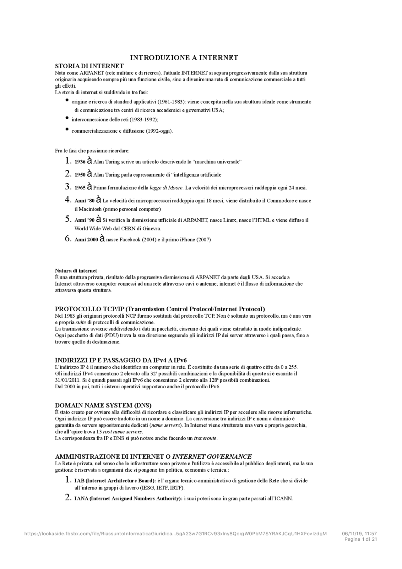 Informatica Giuridica Docsity
