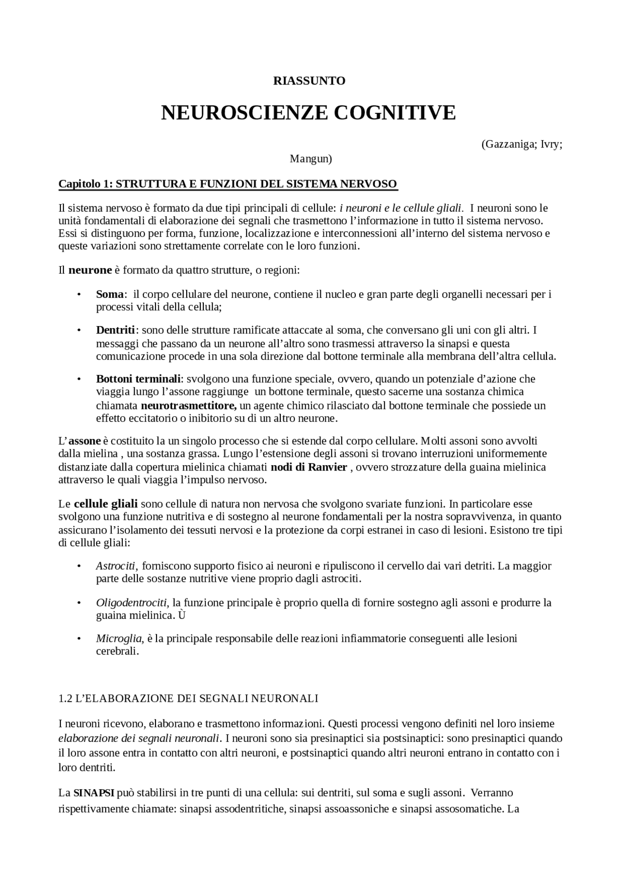 Neuroscienze Cognitive Gazzaniga Docsity