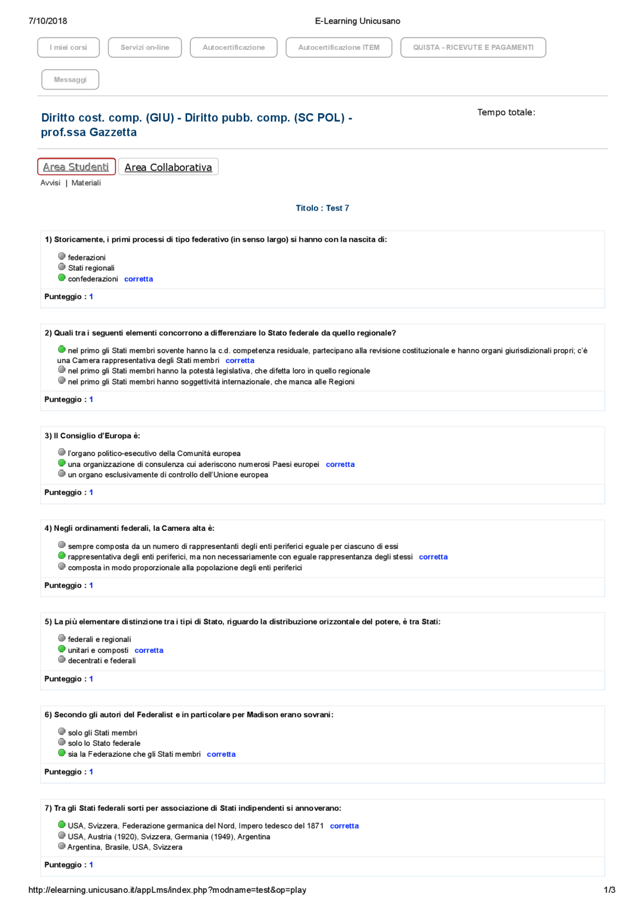 Test Di Autovalutazione Diritto Costituzionale Comparato Docsity
