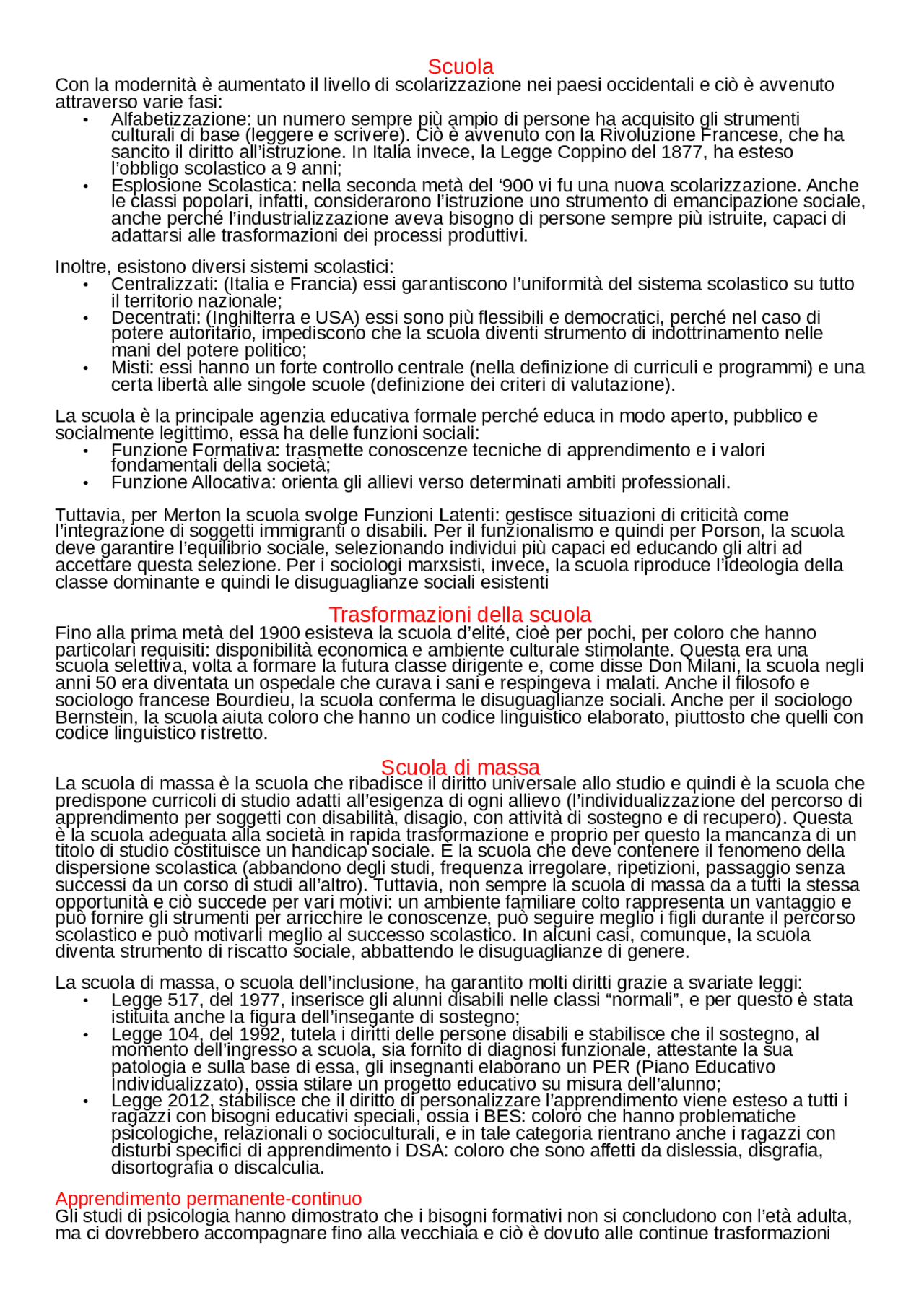Scuola Riassunto Scienze Umane Docsity