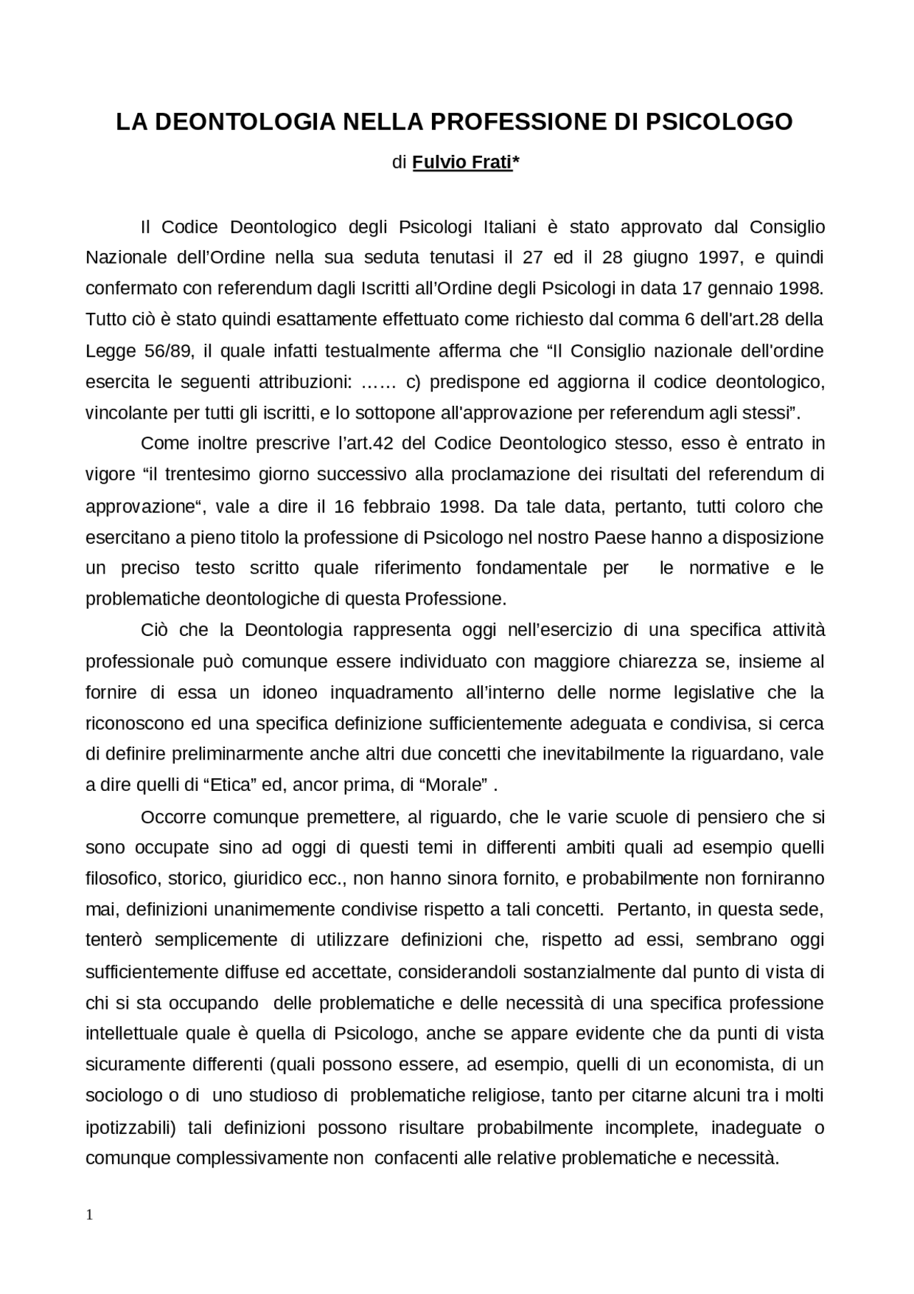 Codice Deontologico Scaletta Docsity
