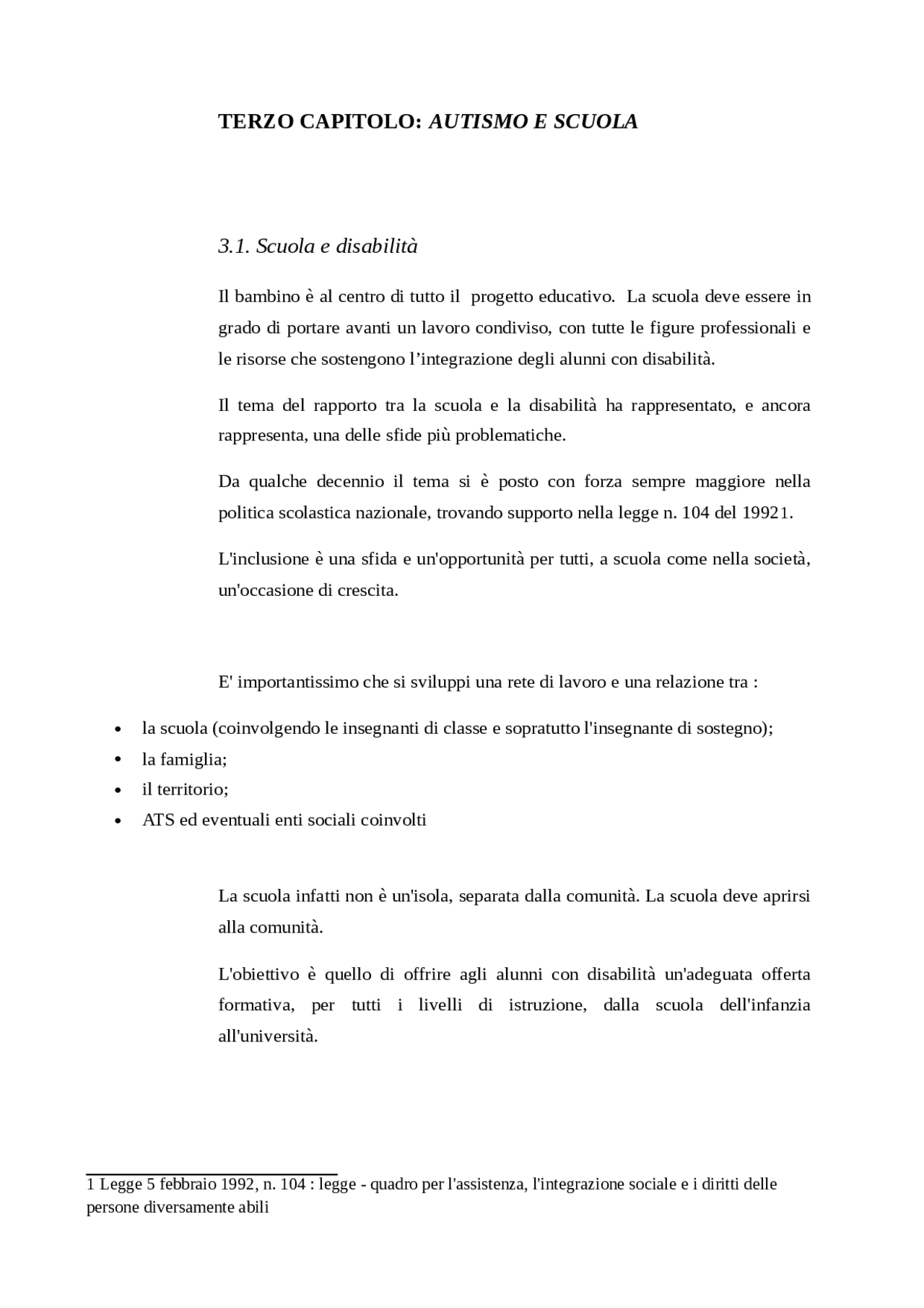 Terzo capitolo Tesi Laurea Autismo - Docsity