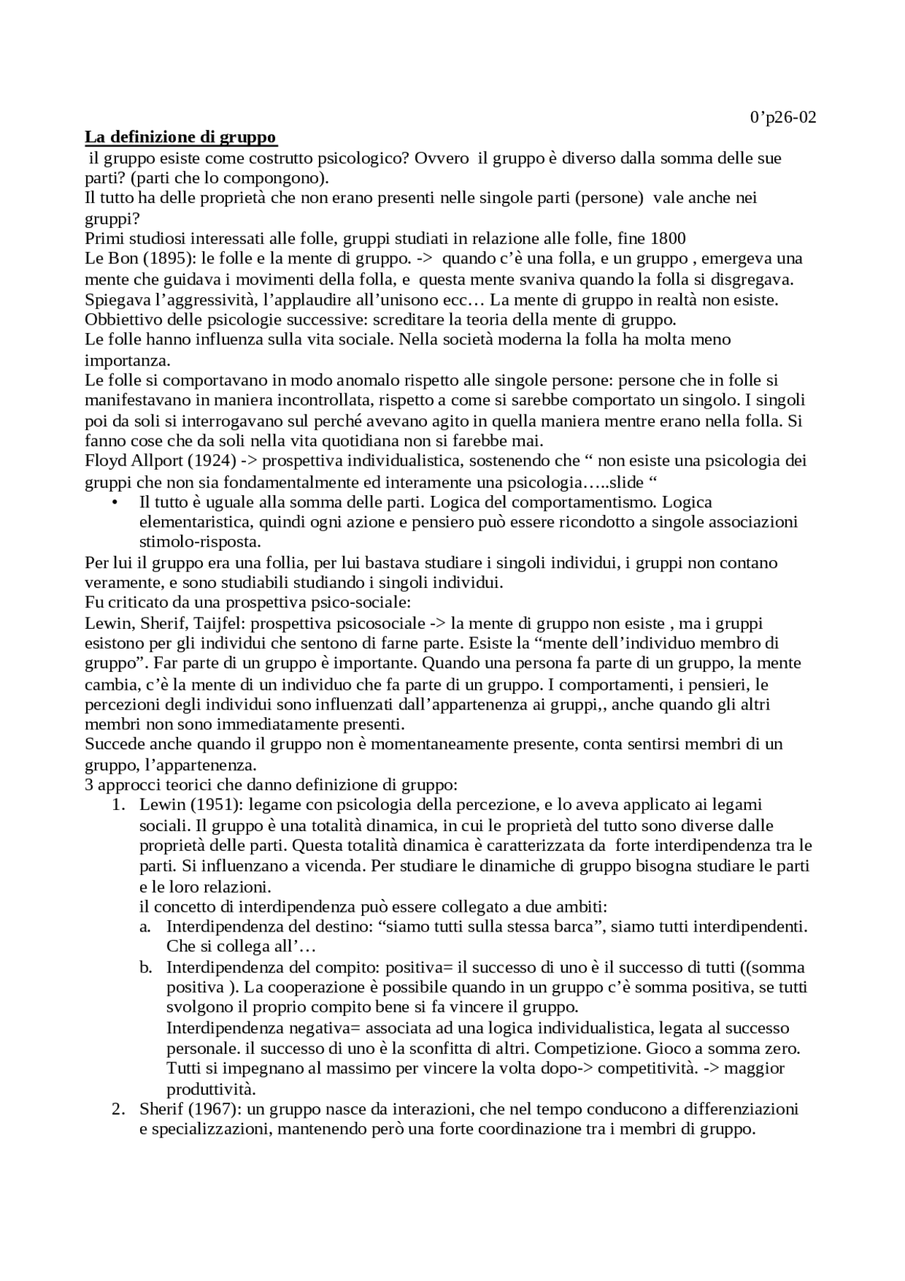 Psicologia Dei Gruppi Appunti Di Psicologia Sociale Docsity