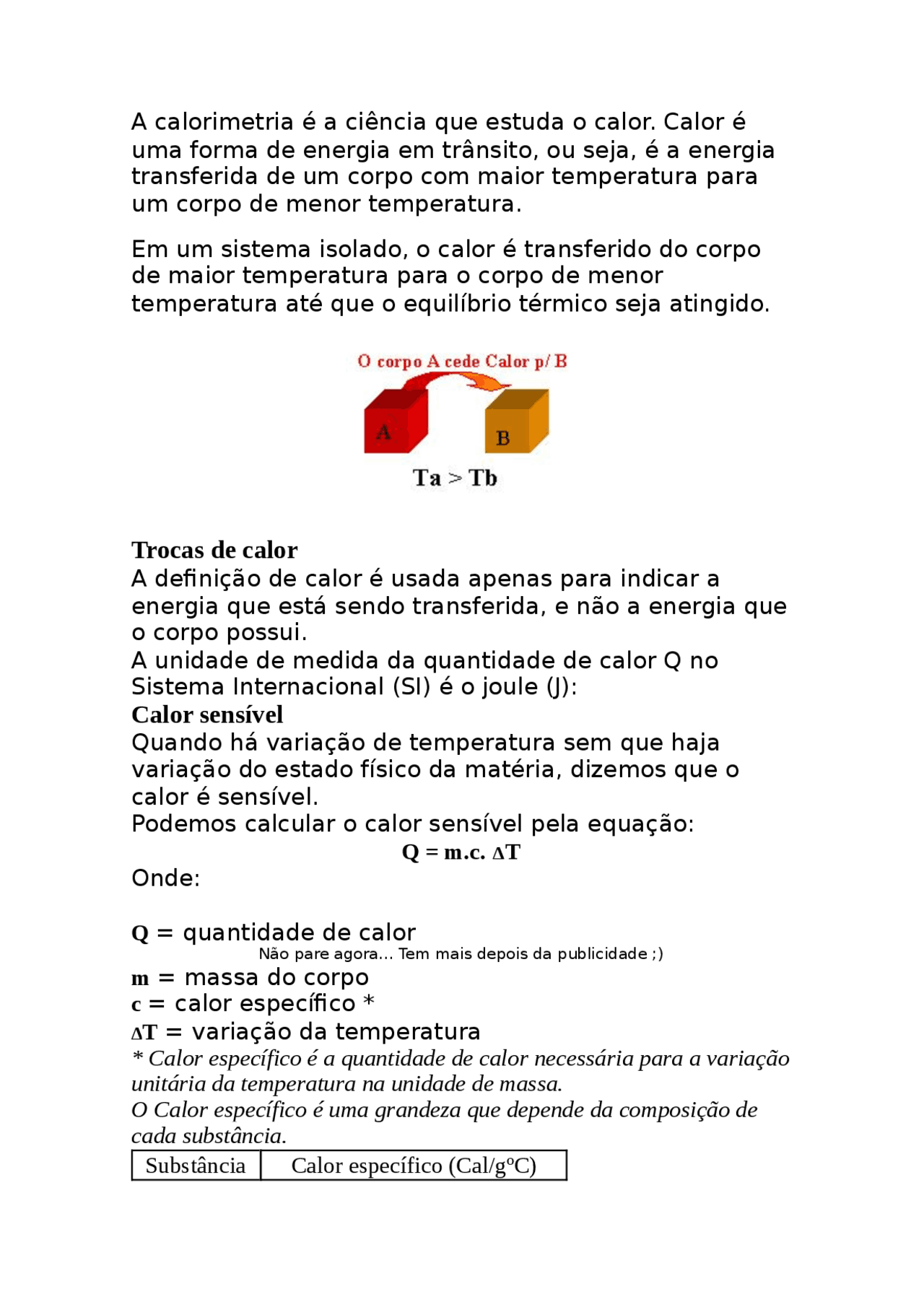 Calorimetria Basica total | Resúmenes Física | Docsity