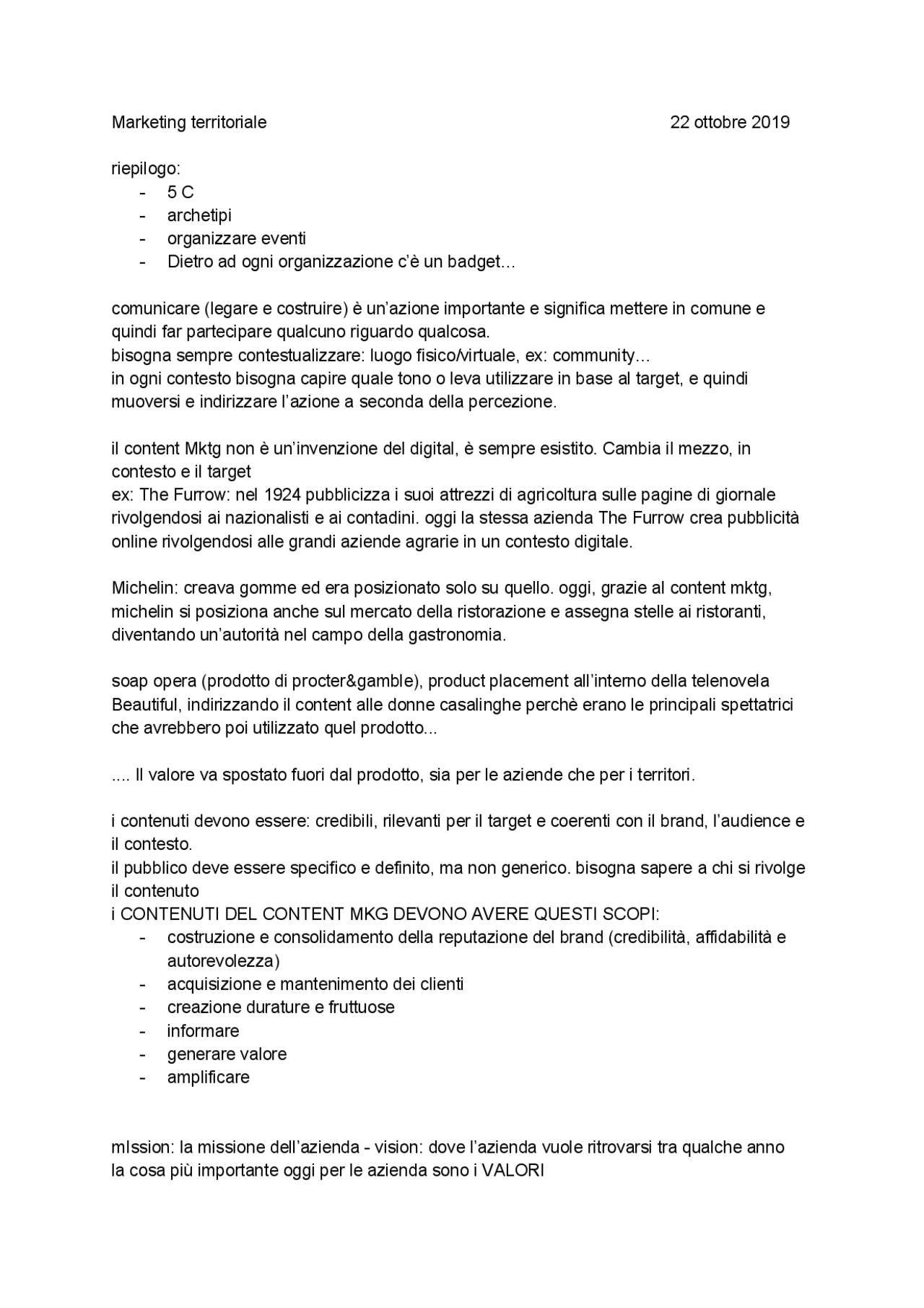 Marketing Territoriale Docsity