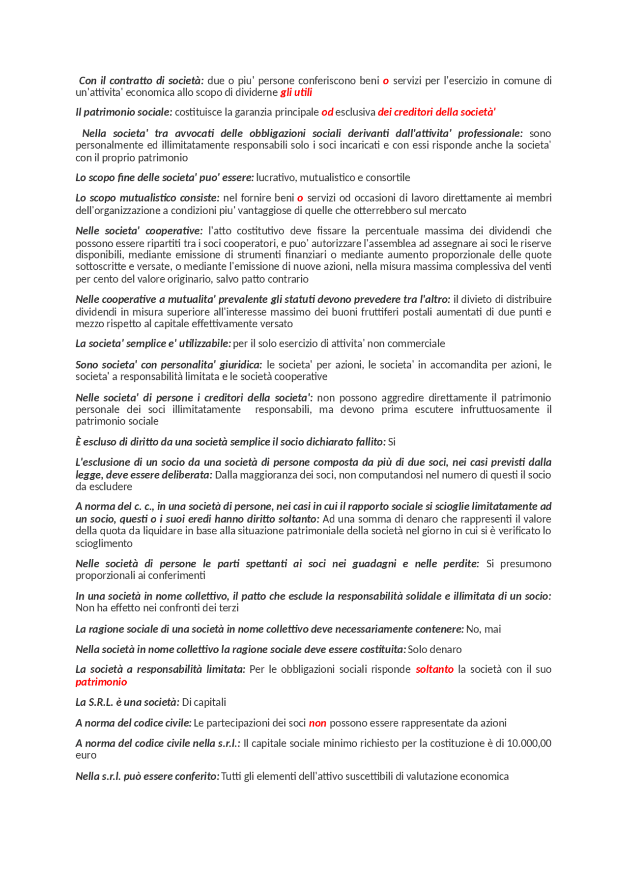 Test Con Risposte Di Diritto Delle Società Prof Graziadei