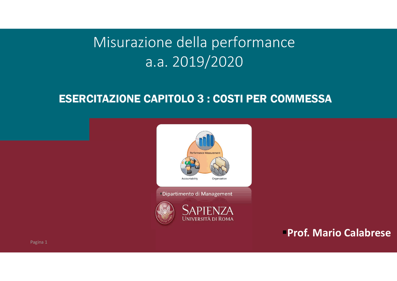 Esercitazione Di Misurazione Delle Performance Docsity