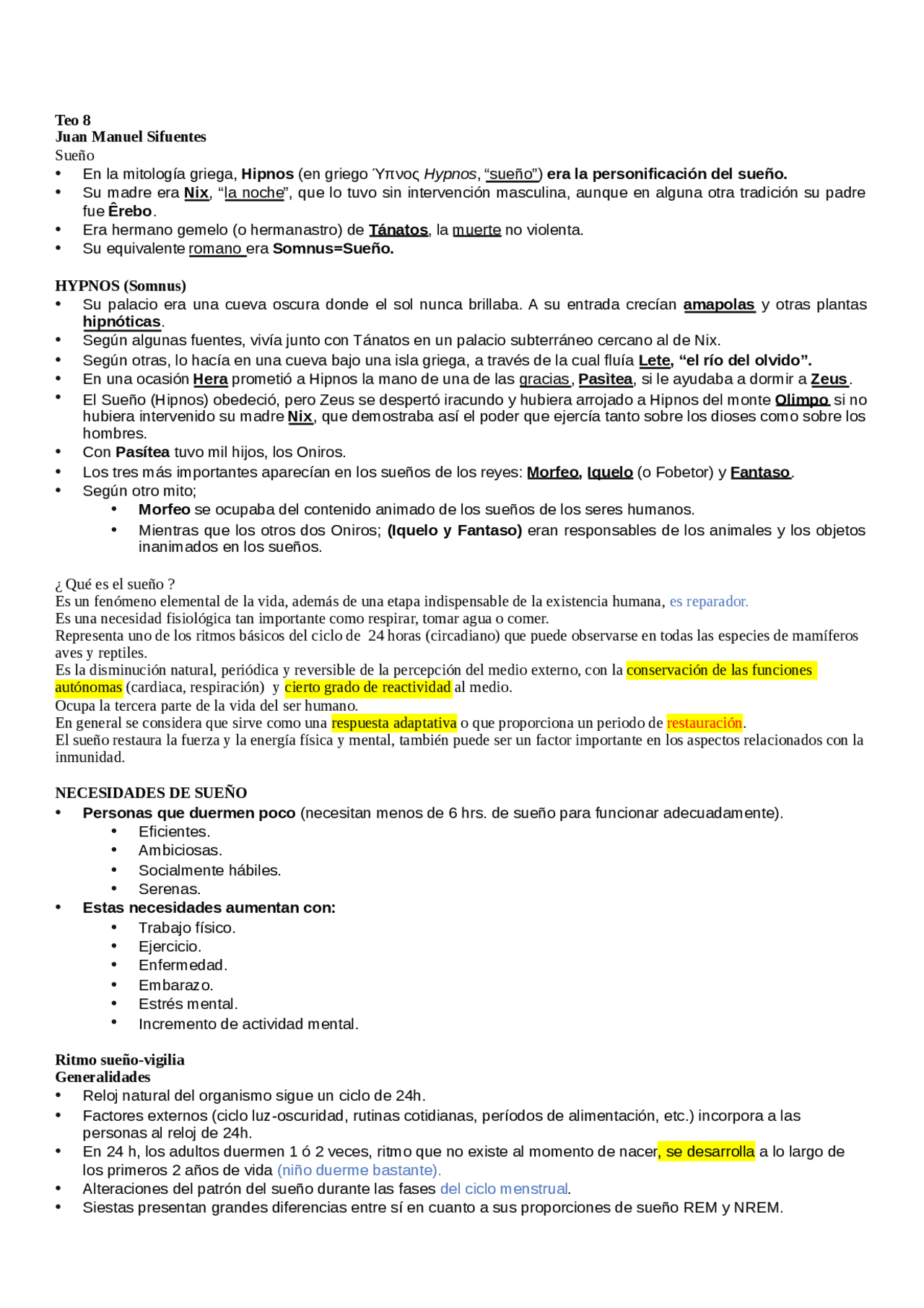 Trastornos del sueño usmp fmh 2019 - Docsity