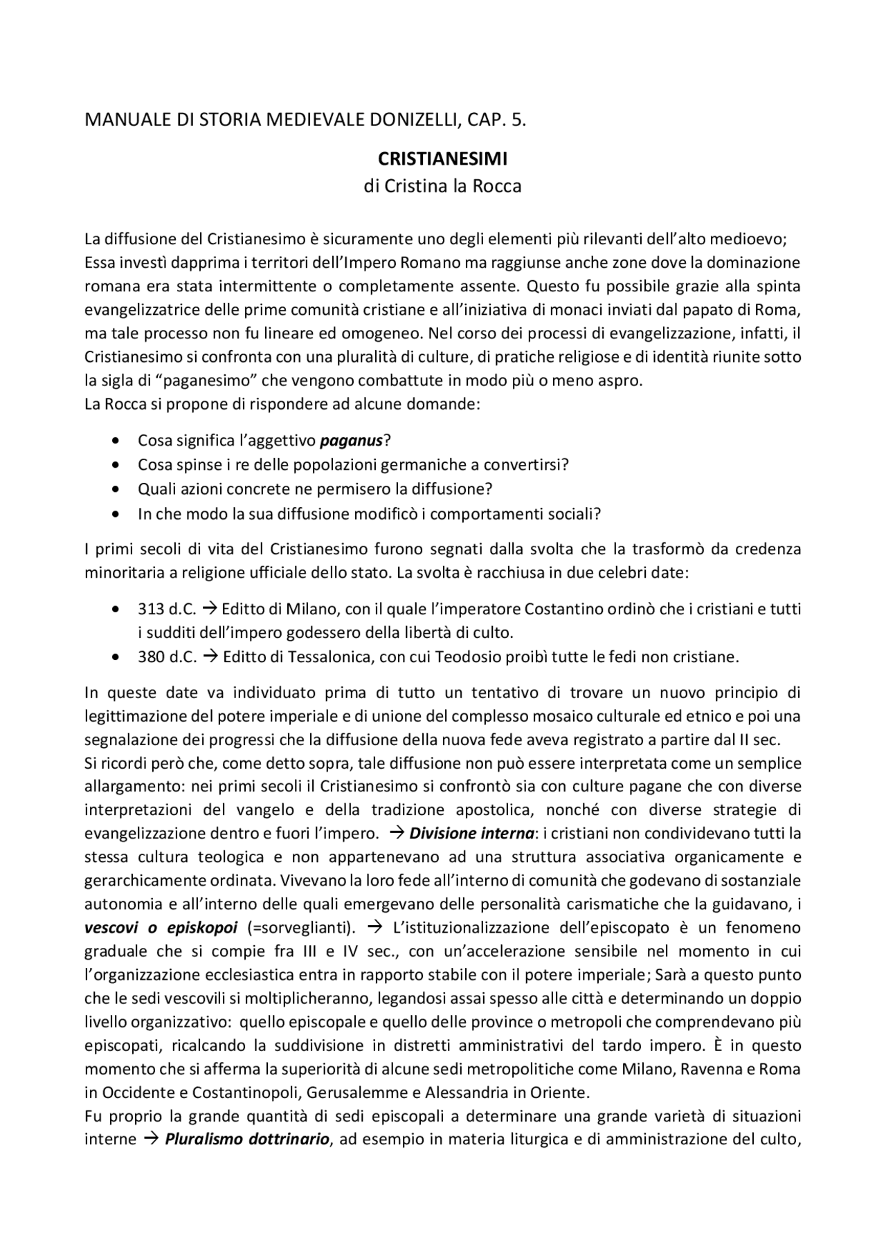Riassunto Donzelli 5 Cristianesimi Sintesi Del Corso Di Storia