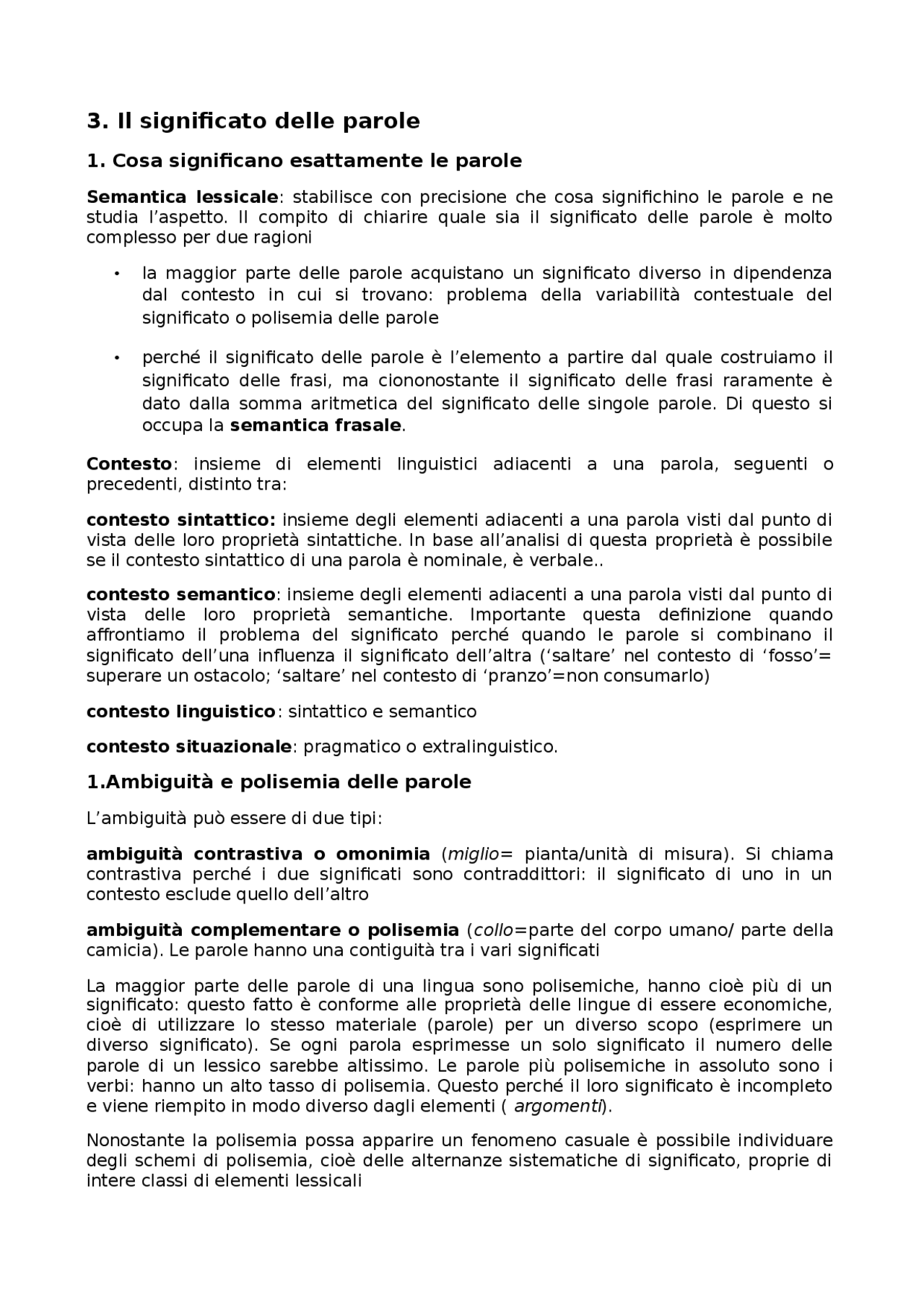 Lessico Classi Di Parole Strutture Combinazioni Jezek Sintesi Del