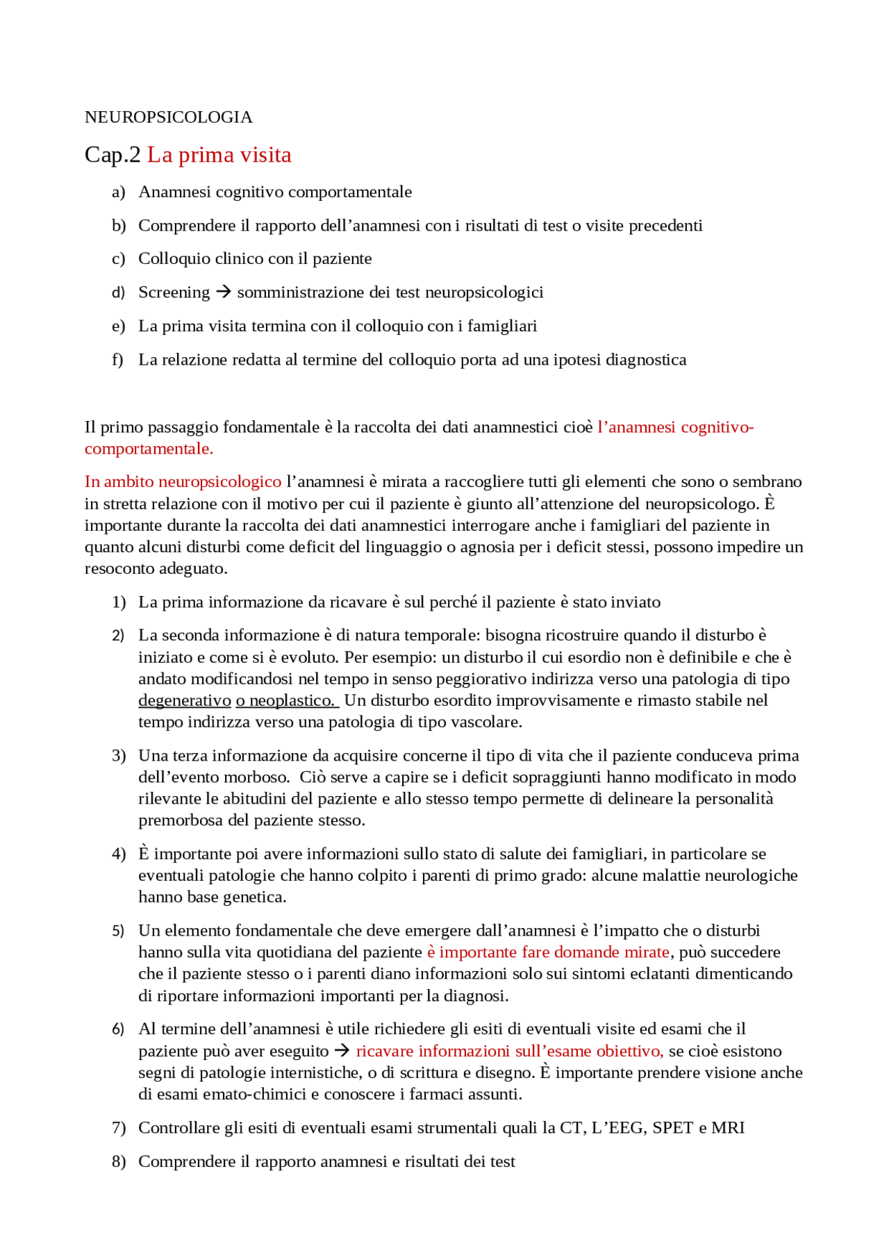 Neuropsicologia Clinica Psicologia Docsity
