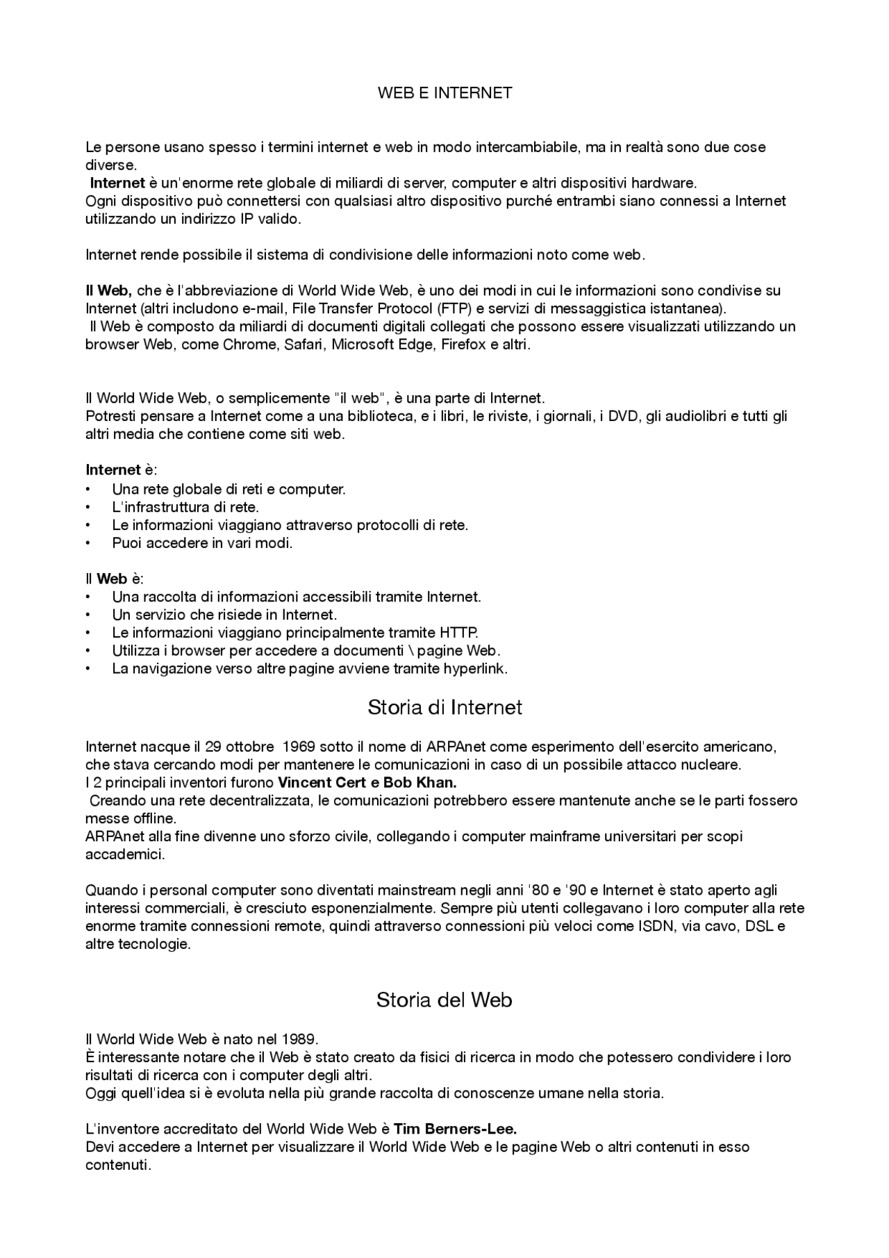 Differenza tra Web e Internet - Docsity