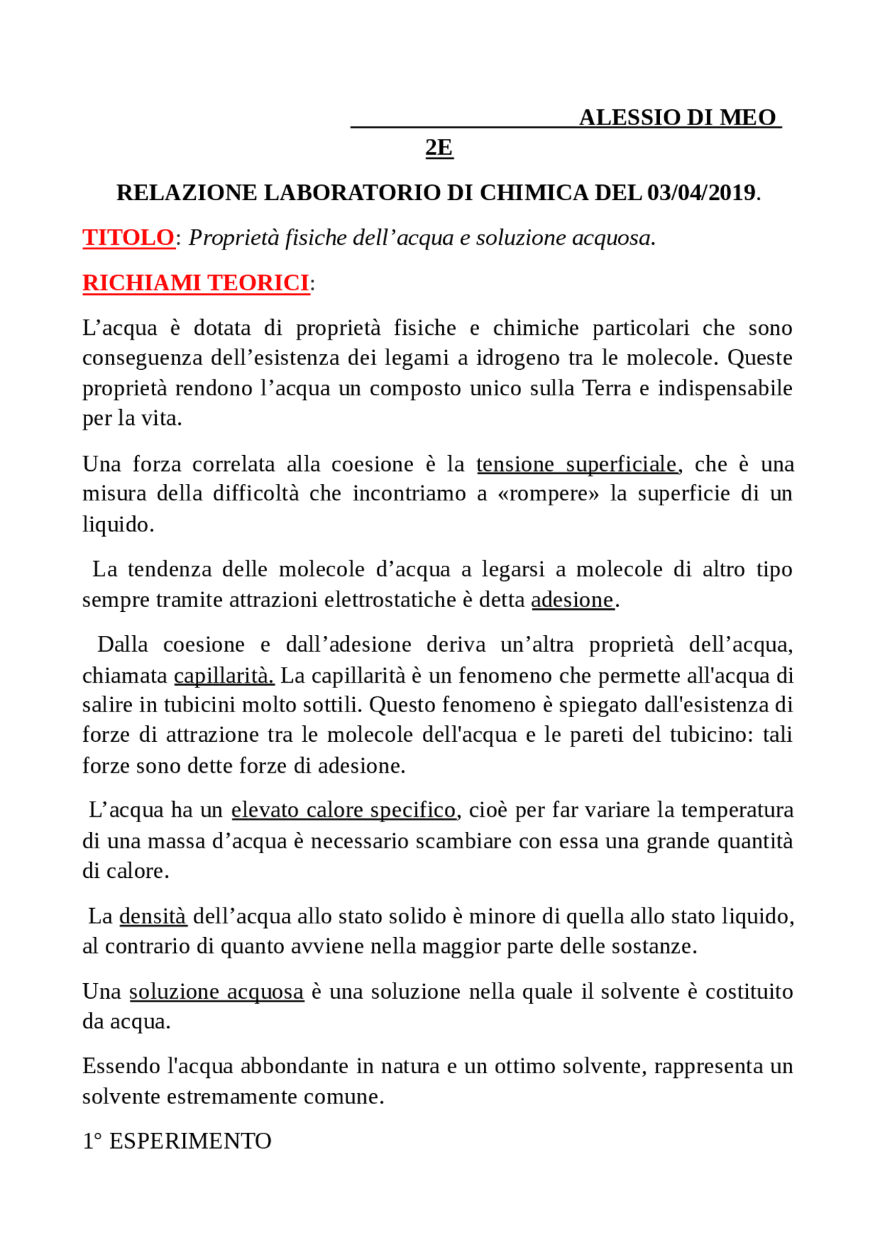 Relazione Di Laboratorio Esercizi Di Chimica Organica Docsity