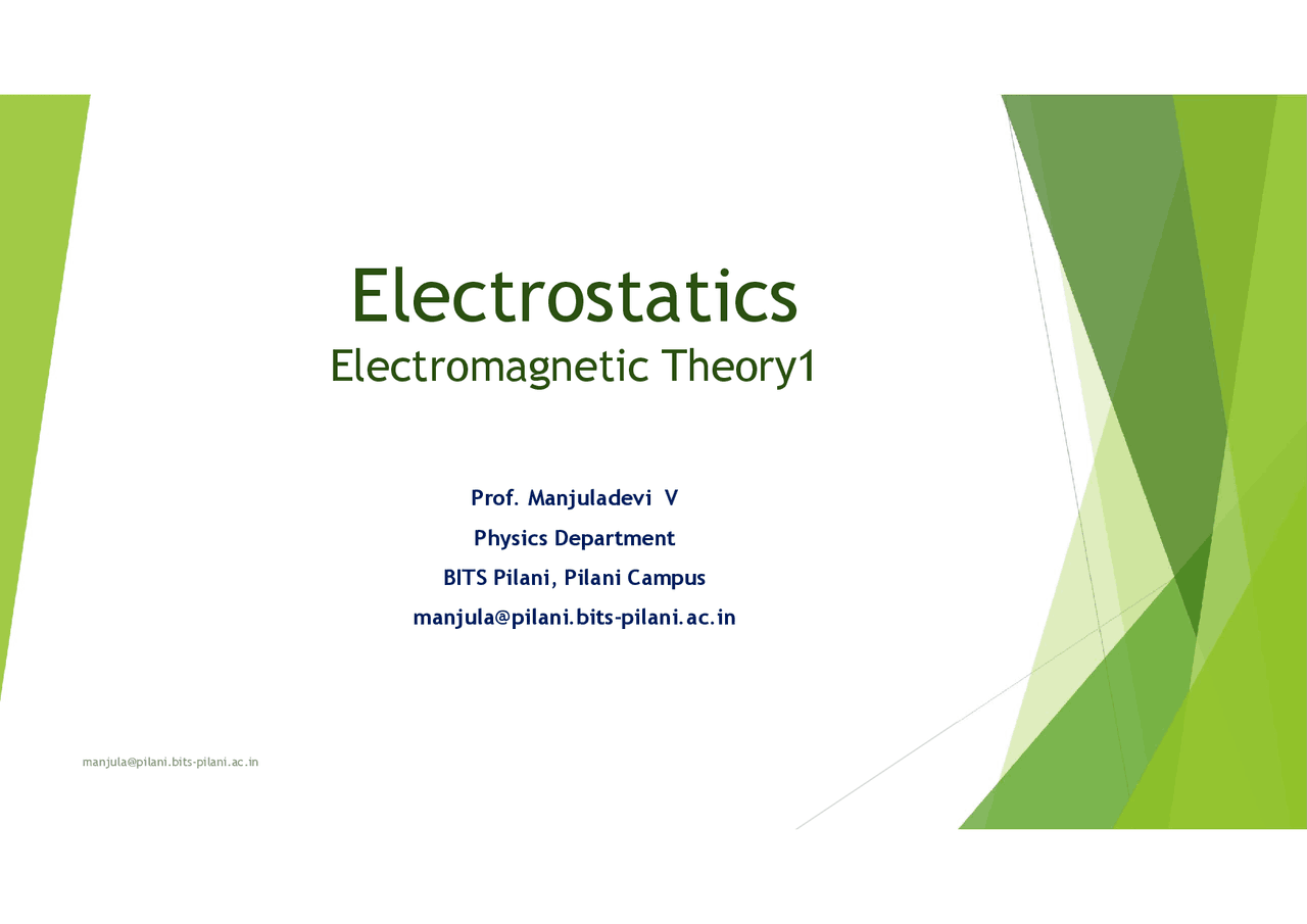 Electrostatics And Multipole Expansion Lecture Notes Electromagnetism