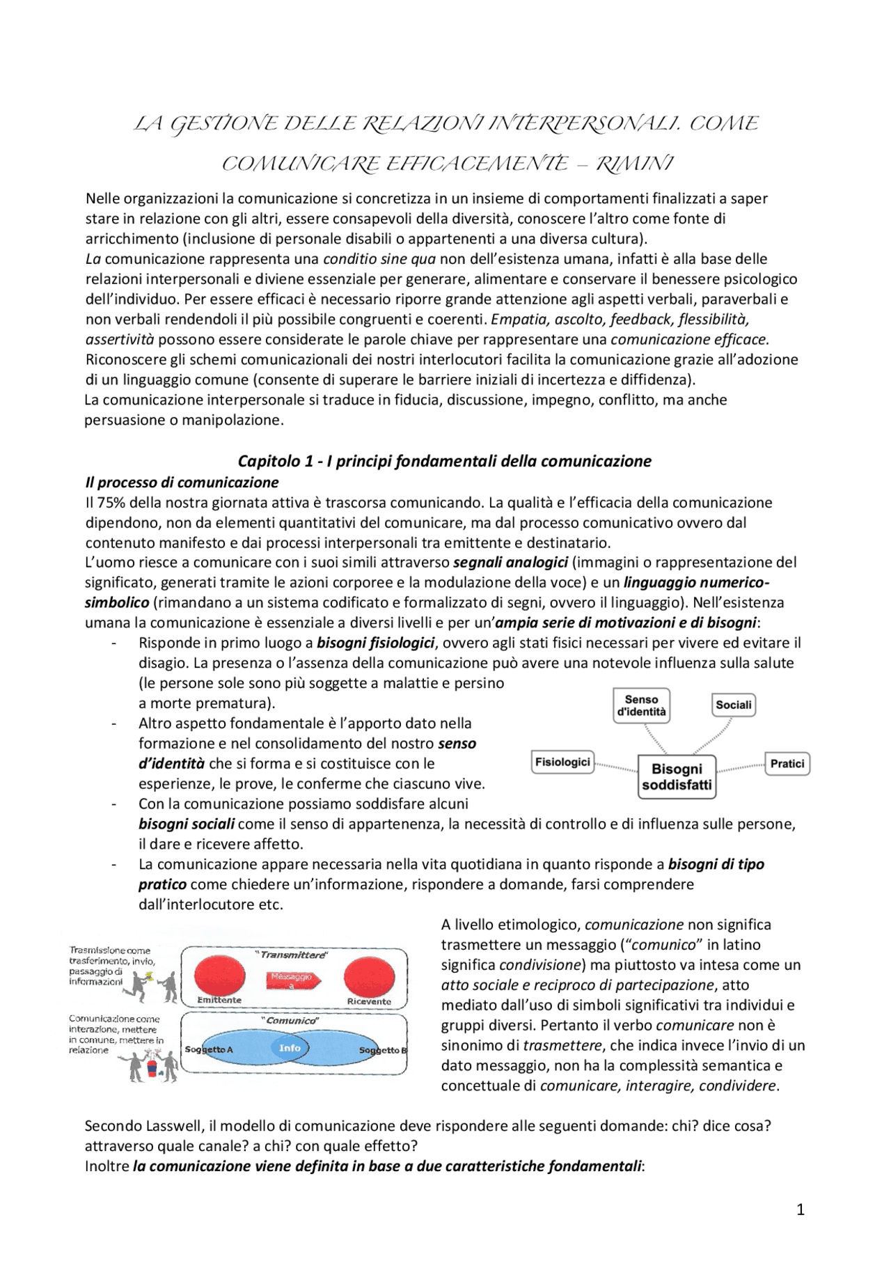 Appunti Libro La Gestione Delle Relazioni Interpersonali Come