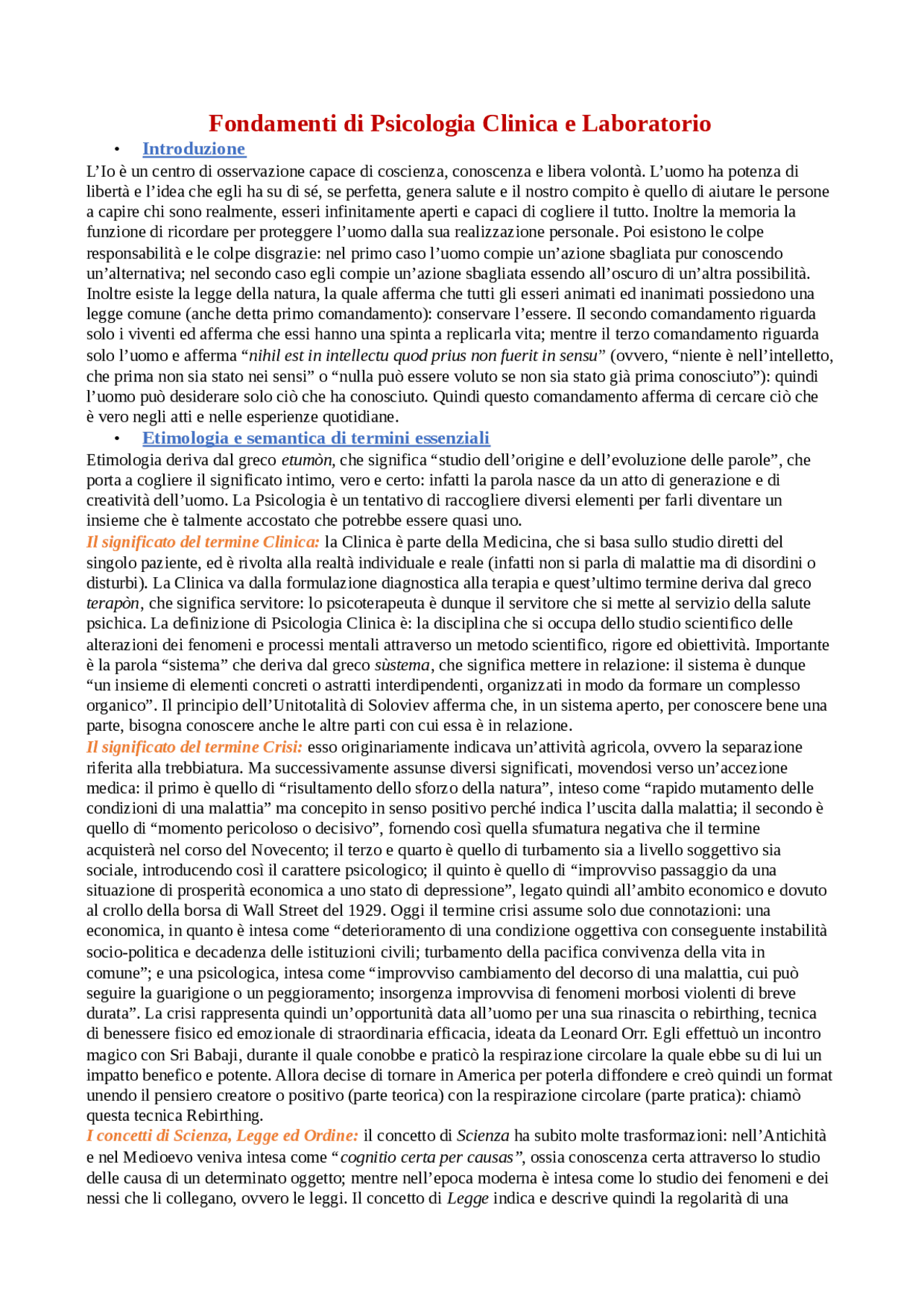 Fondamenti Di Psicologia Clinica Docsity