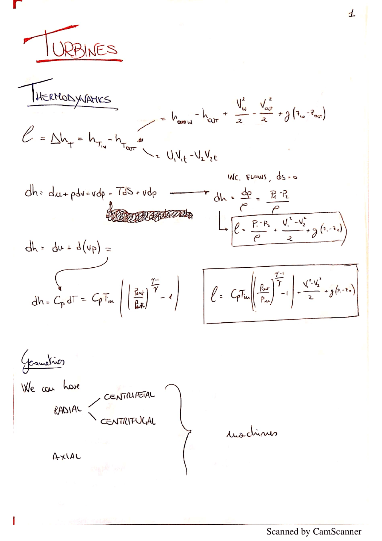 Turbines Notes Turbomachinery Docsity
