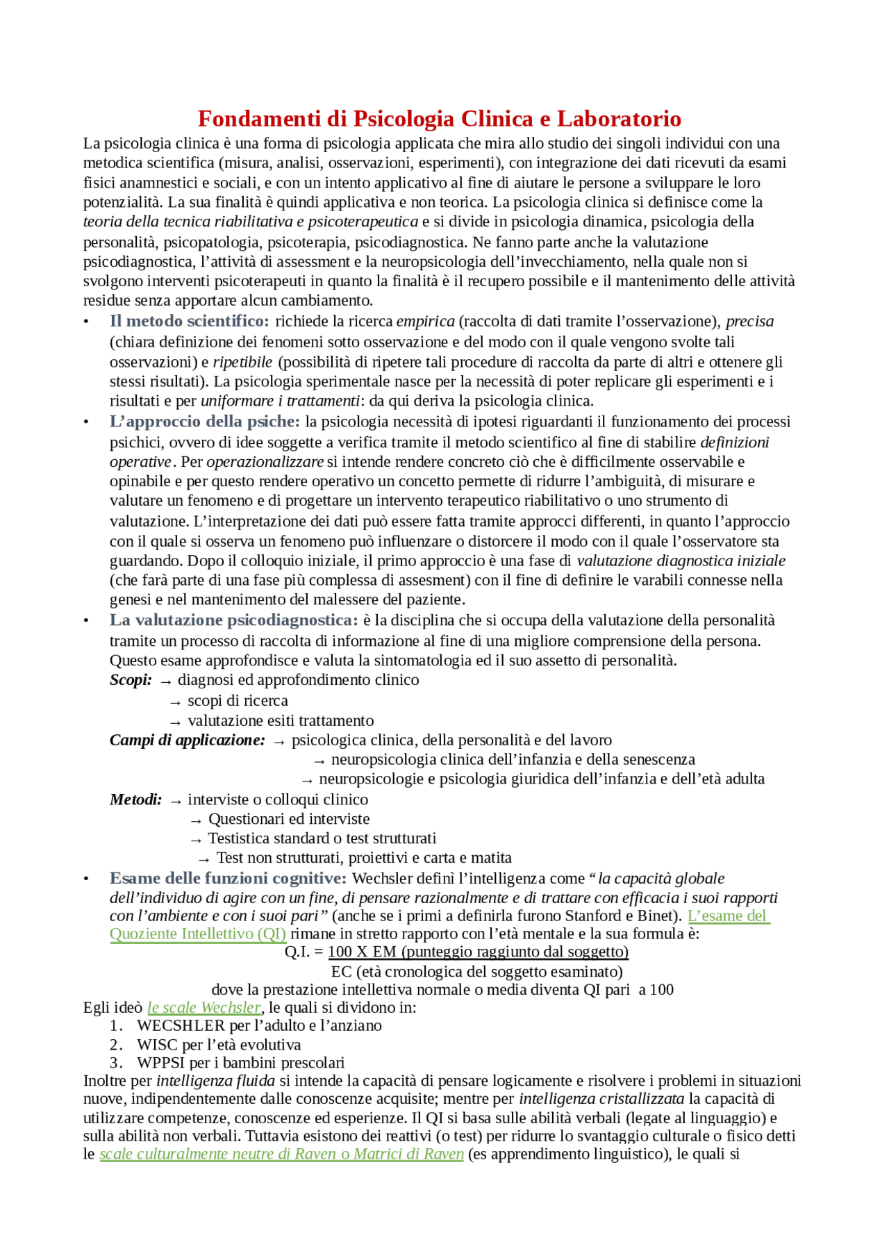 Fondamenti Di Psicologia Clinica Docsity