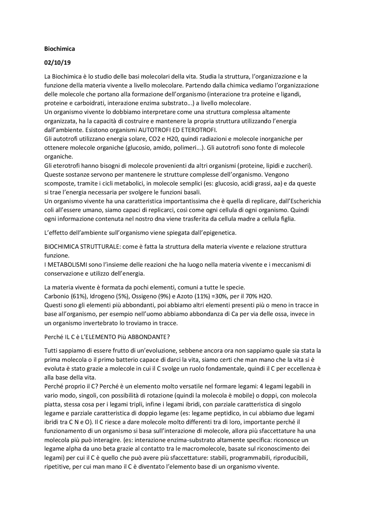 Biochimica Appunti Dagli Amminoacidi Agli Enzimi Docsity