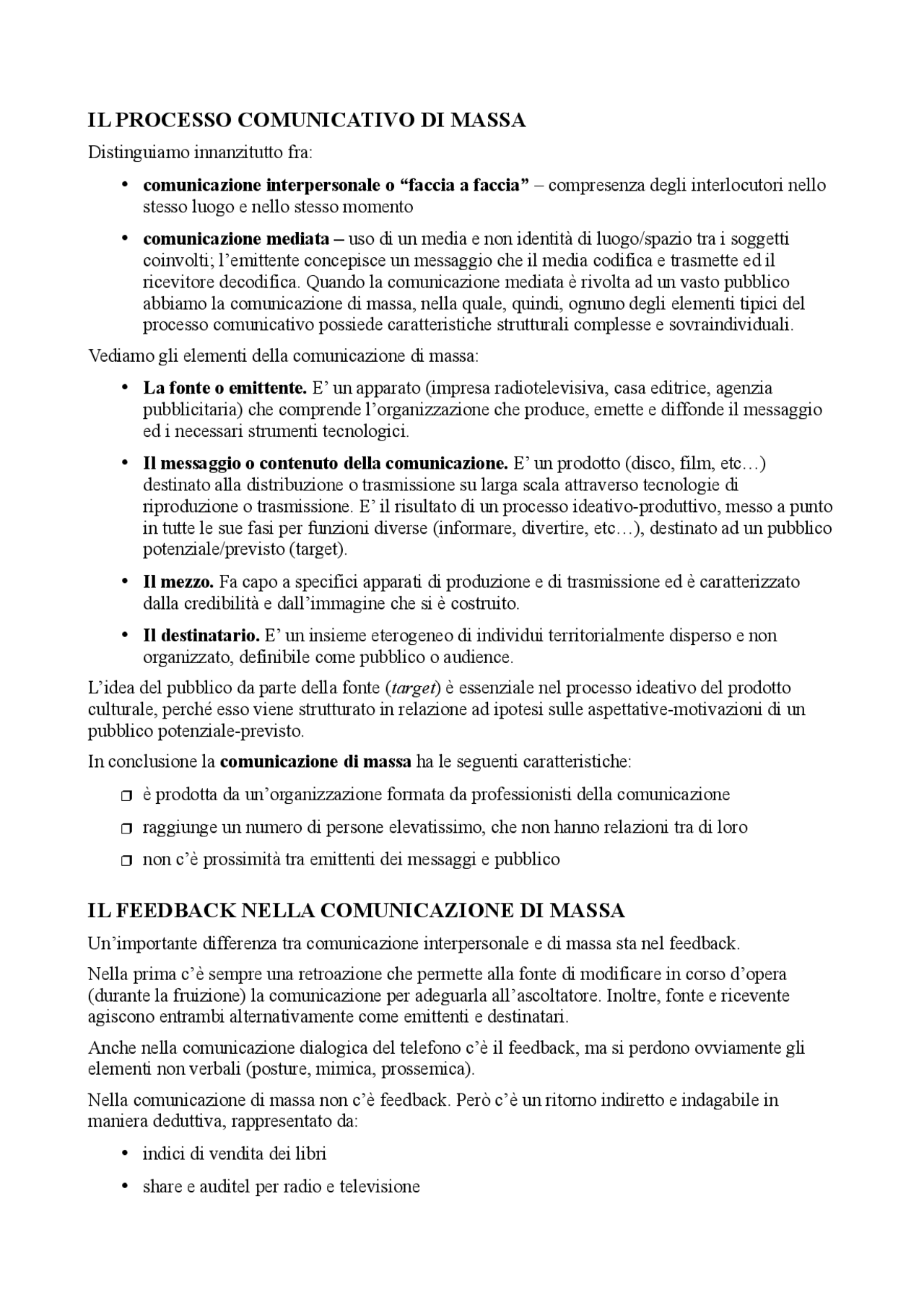 La Comunicazione Di Massa Docsity