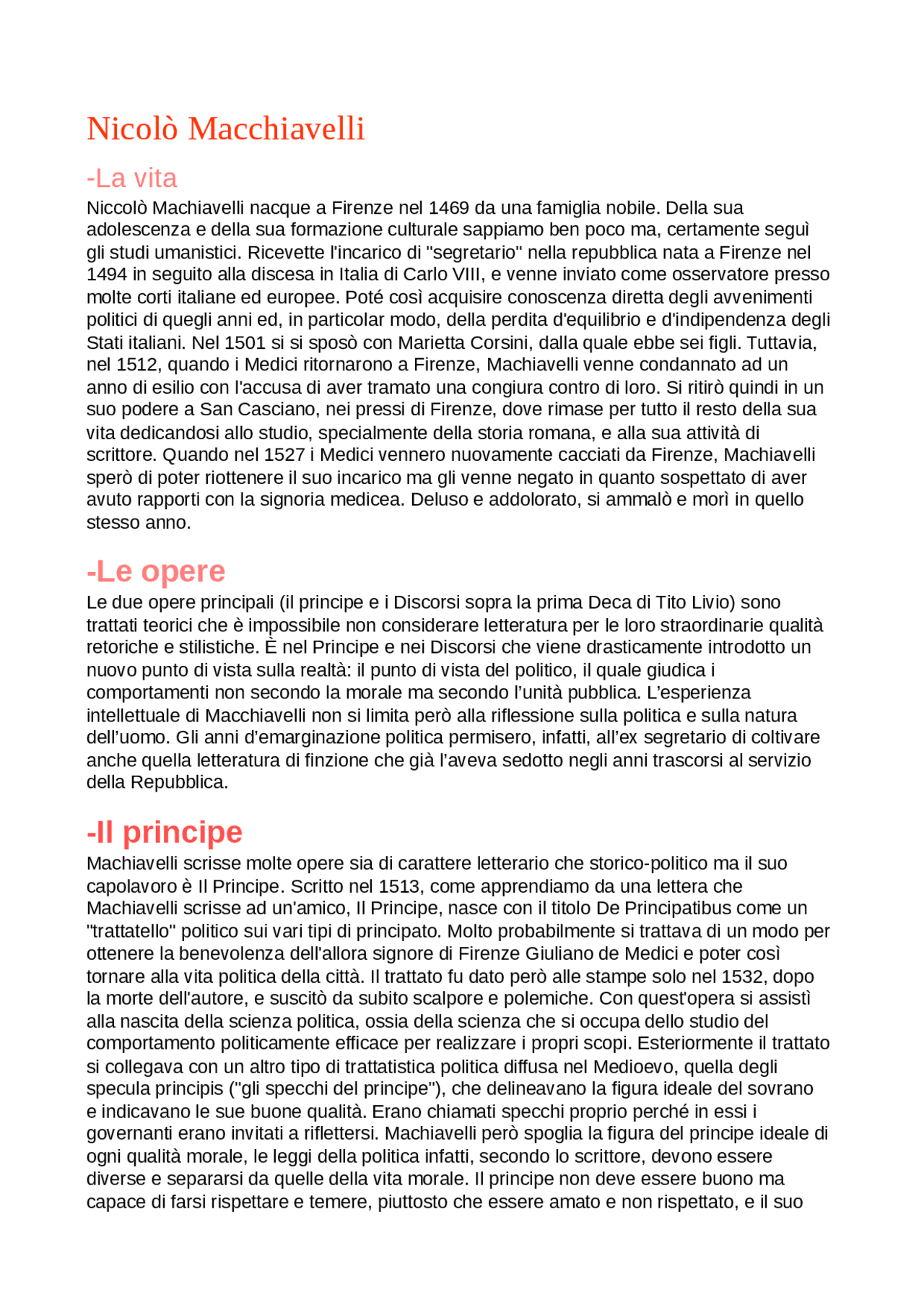 Nicoló Machiavelli vita, opere e pensiero | Appunti di Letteratura ...