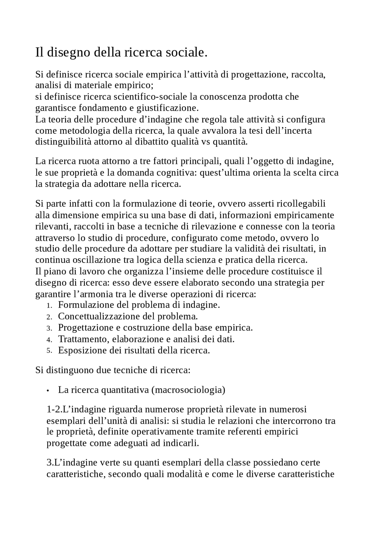 Riassunto Del Libro Il Disegno Della Ricerca Sociale Appunti Di