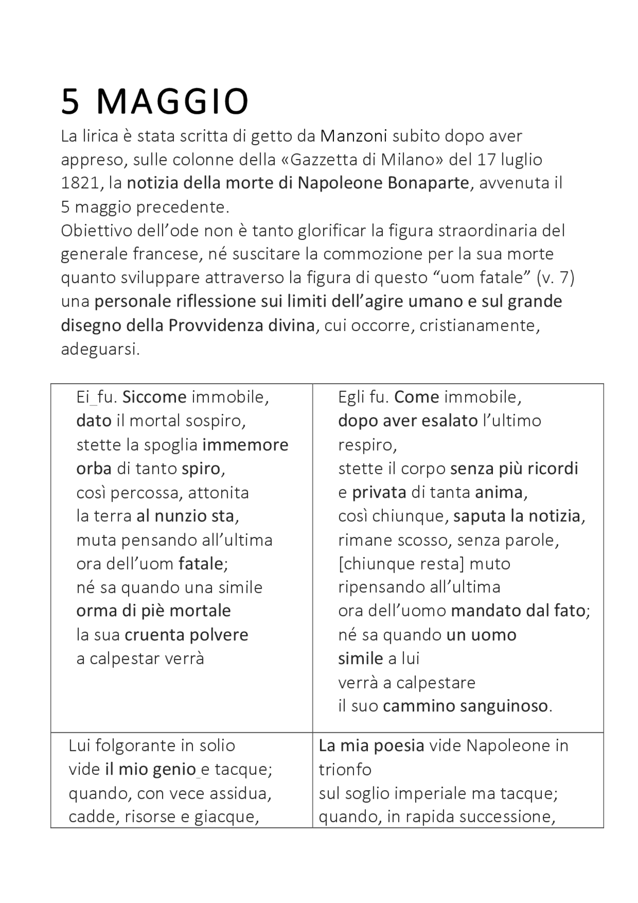 5 Maggio Poesia Docsity