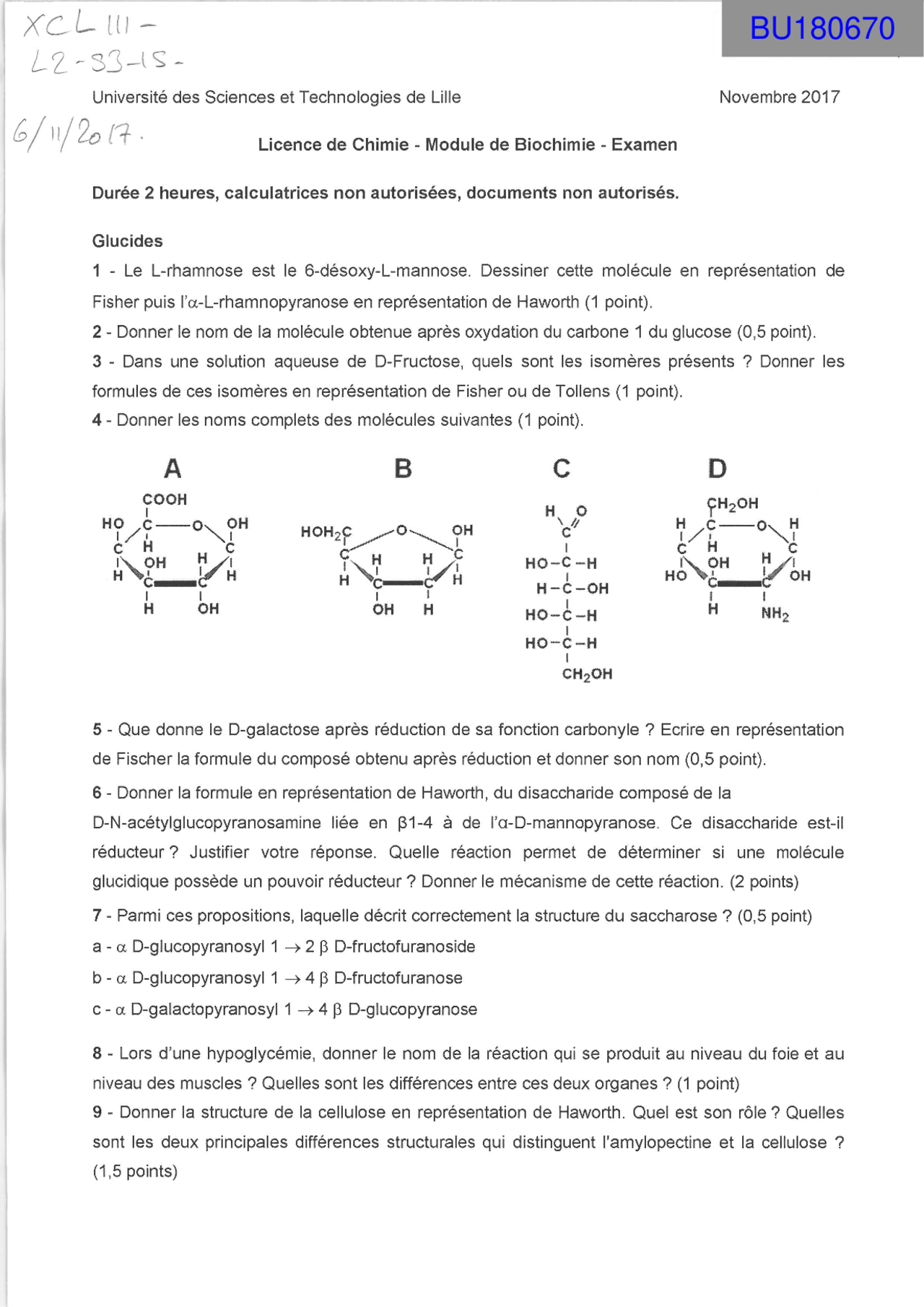 Biochimie Pour L2 Chimie Docsity