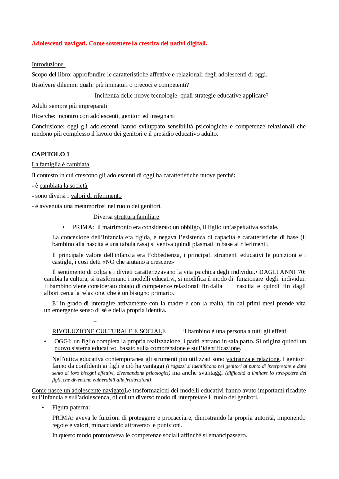Sintesi Adolescenti Navigati Lancini Docsity