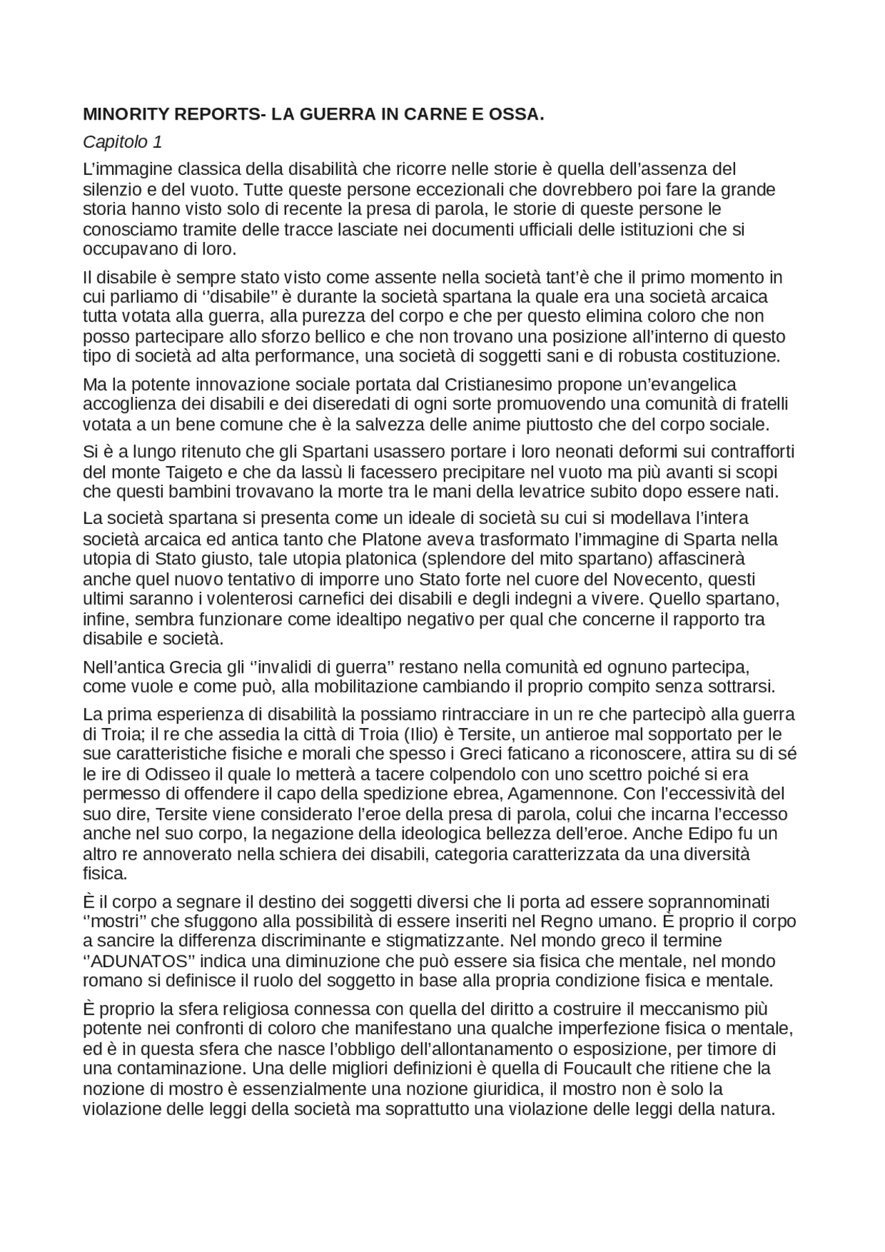 La Guerra In Carne Ed Ossa Riassunto Docsity