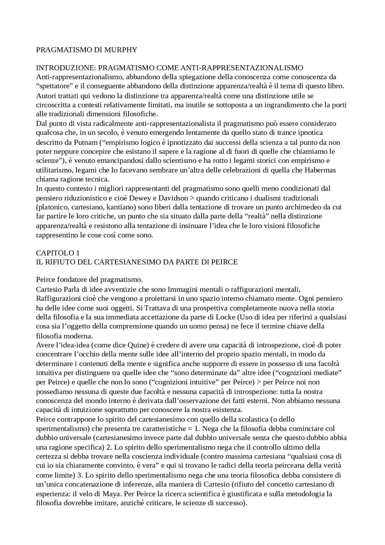 Riassunto De Il Pragmatismo Di Murphy Docsity