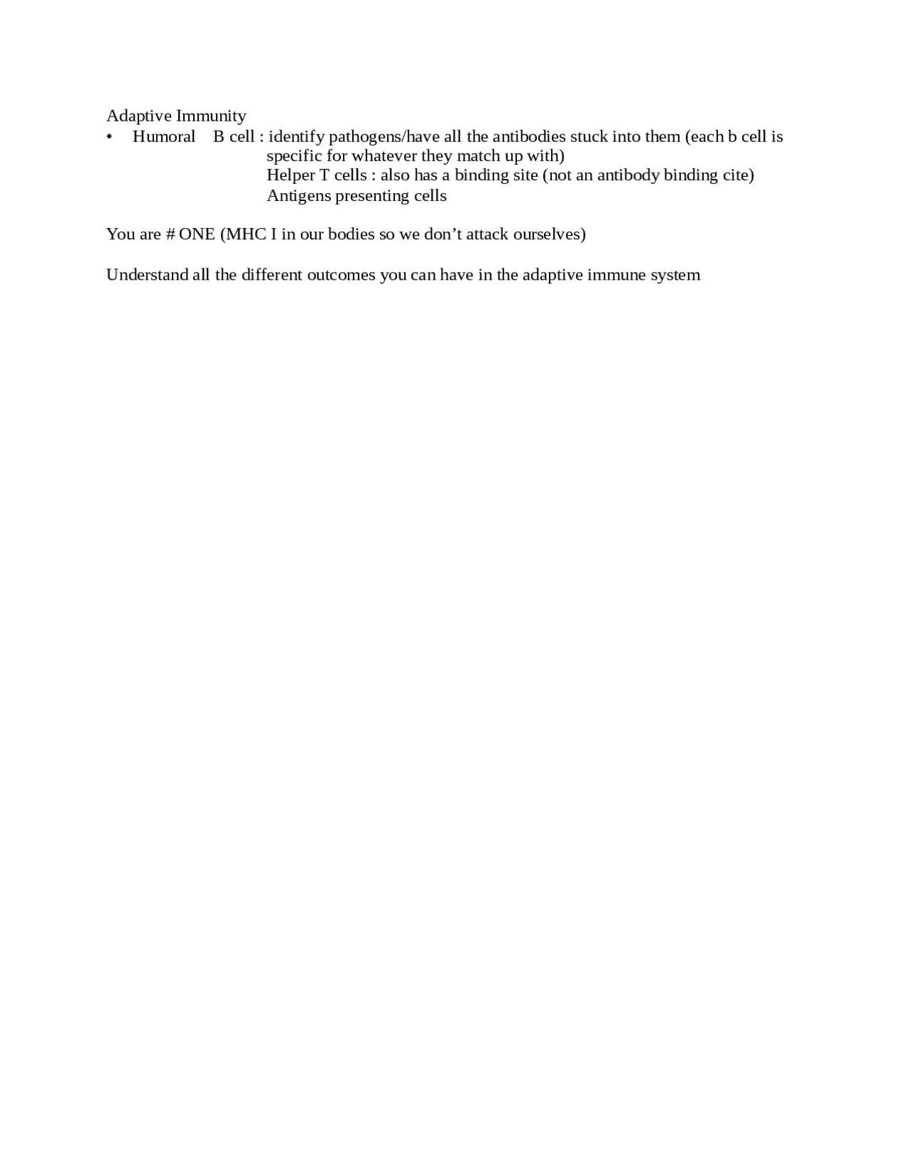 Adaptive Immunity Microbiology Lecture Notes Docsity