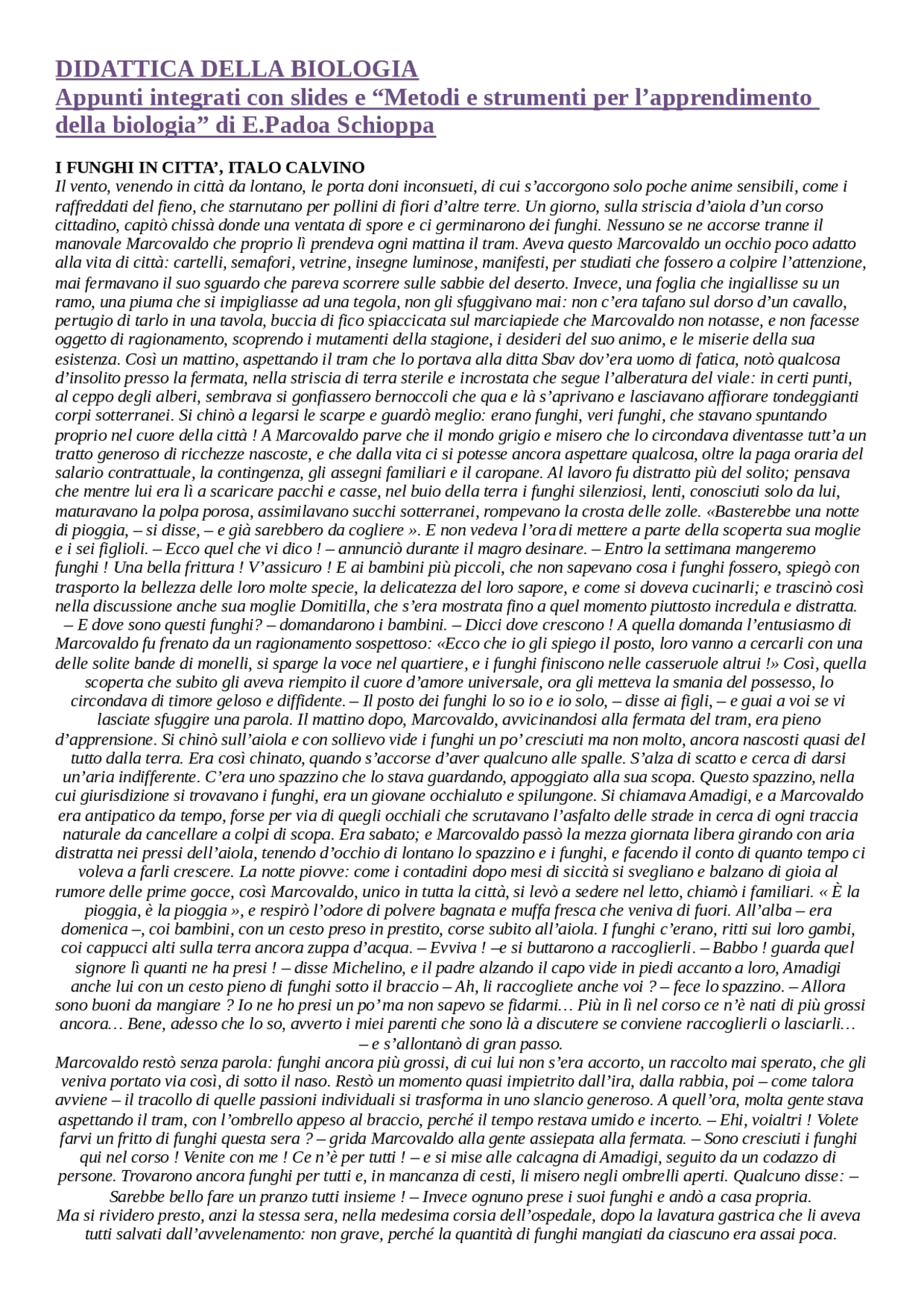 Appunti Del Corso Di Didattica Della Biologia Integrati Con Slides E