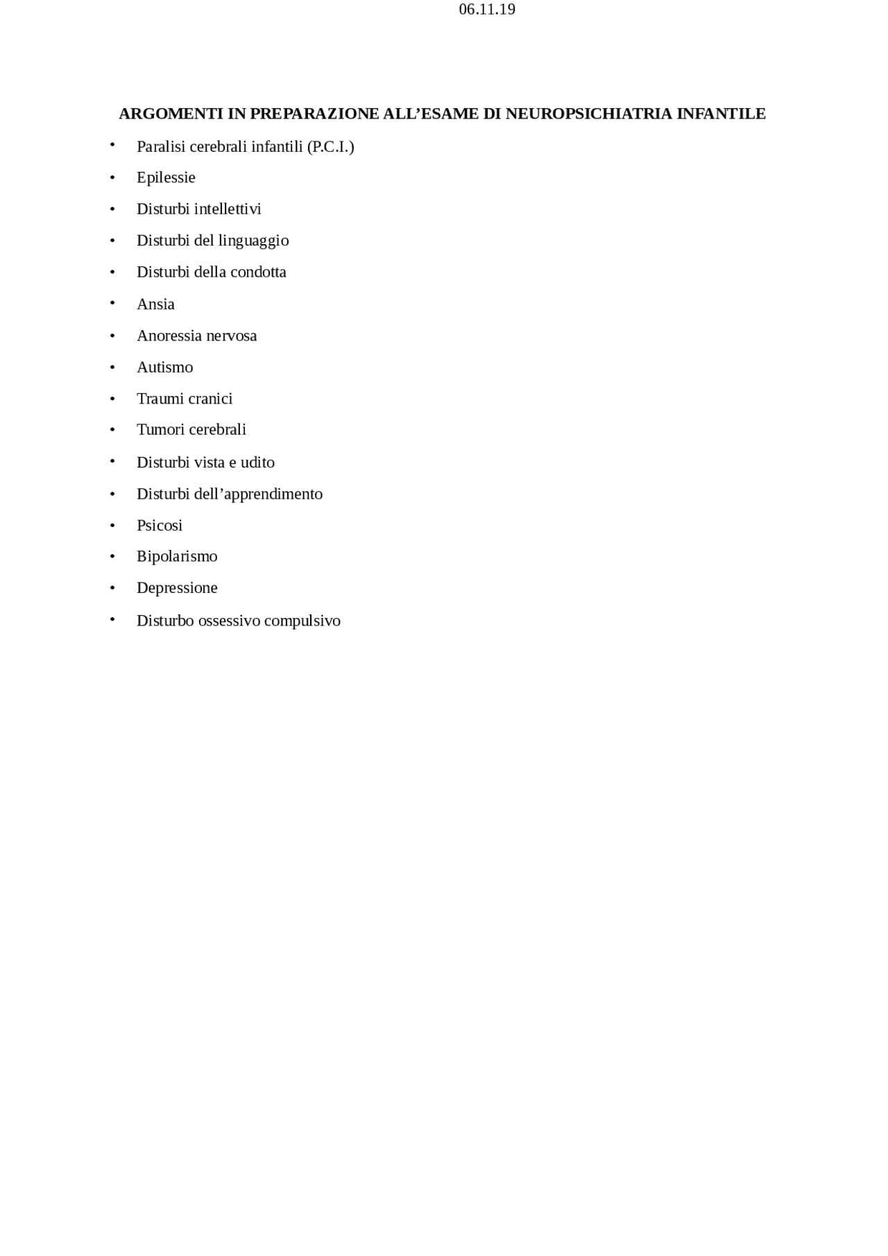Neuropsichiatria Infantile Docsity