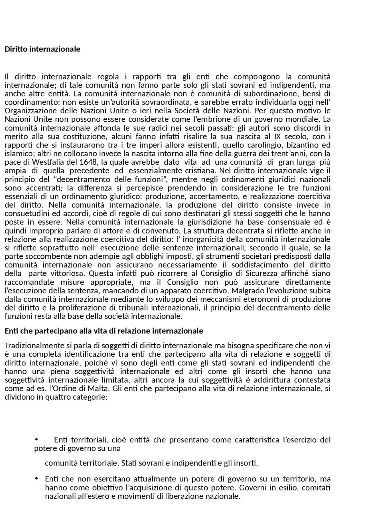 Dispense Diritto Internazionale Docsity