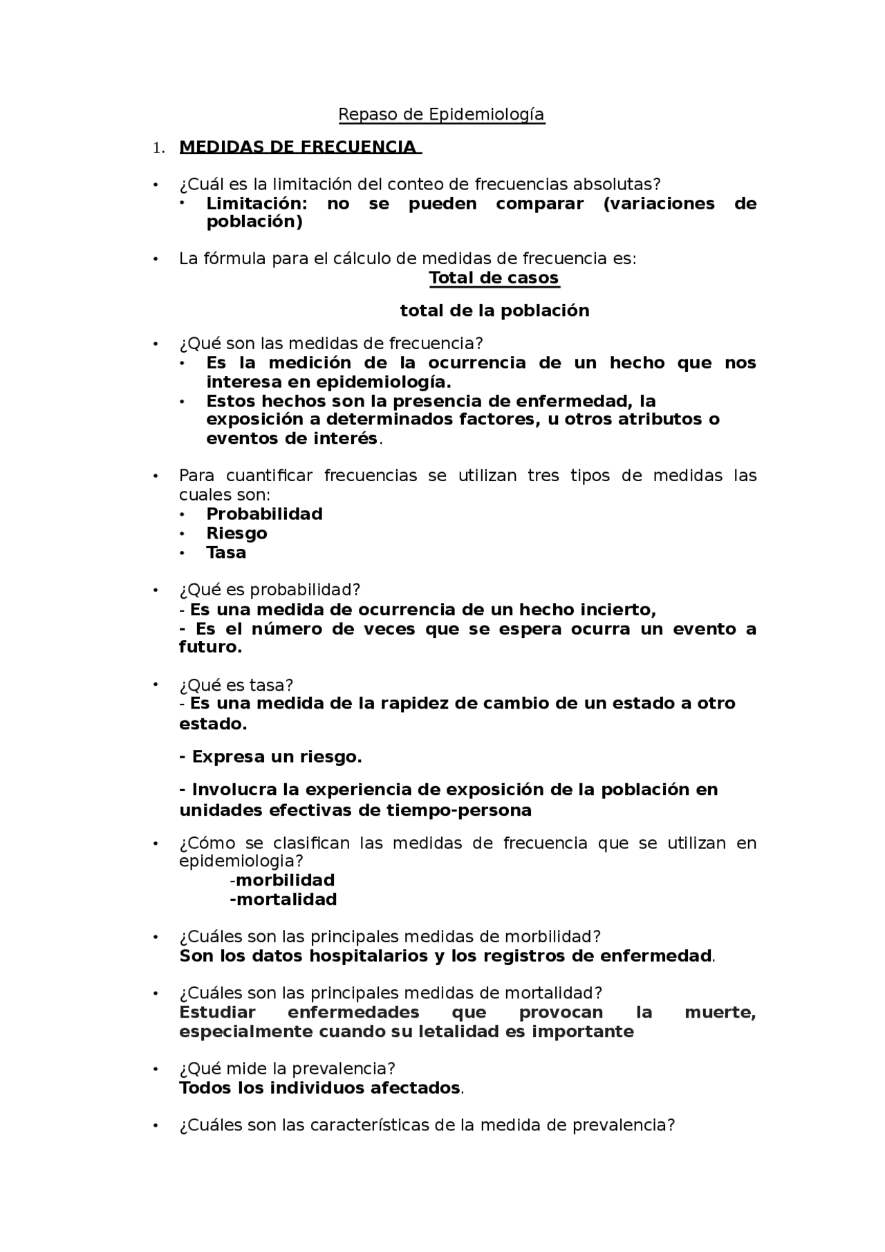 Resumen Epidemiología Docsity