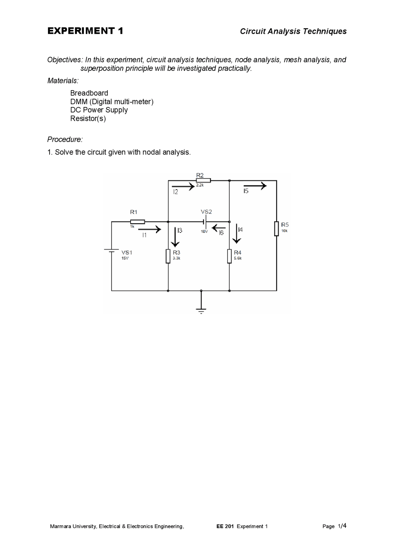 Experiment For Electric Circuits Docsity