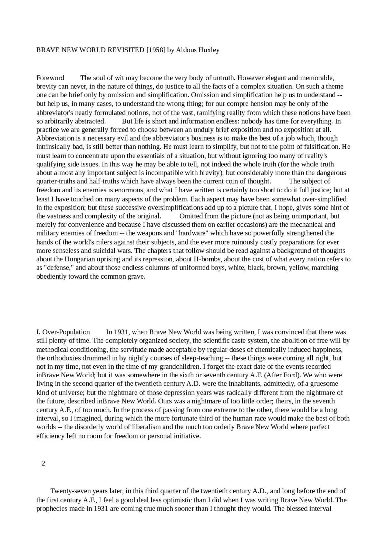 Brave New World Libro Docsity
