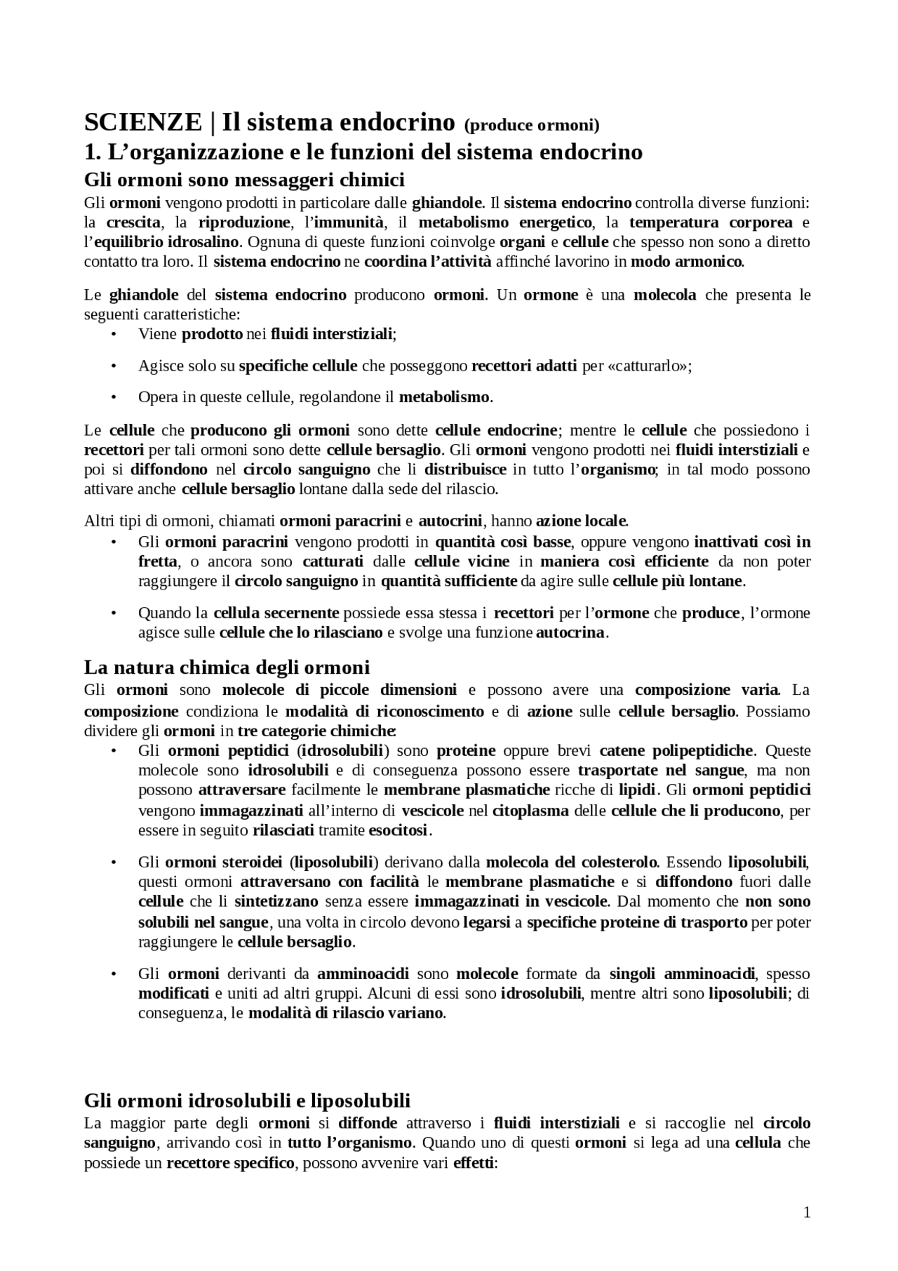 Scienze Apparato Endocrino Docsity