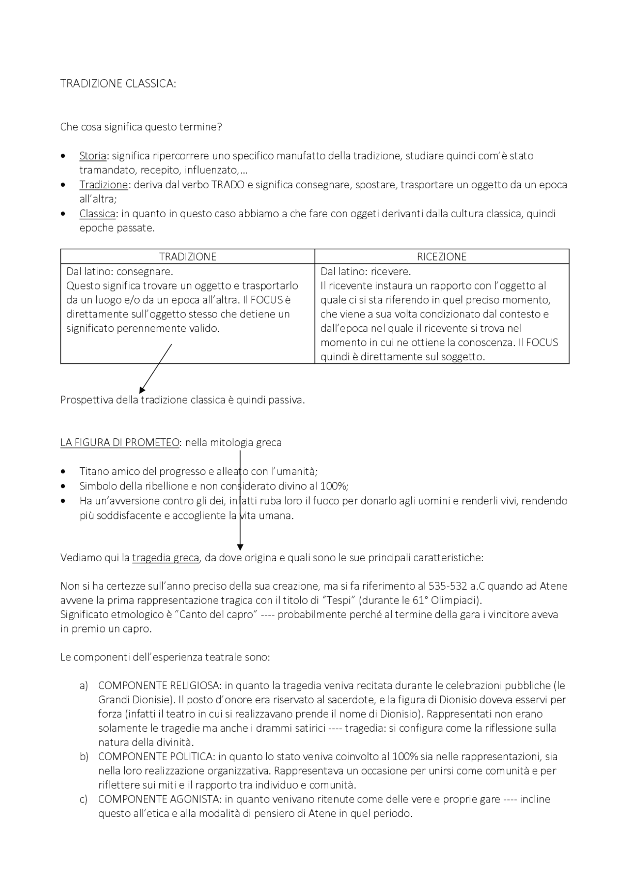 Tradizione Classica Mito Di Prometeo Appunti Di Letteratura Docsity